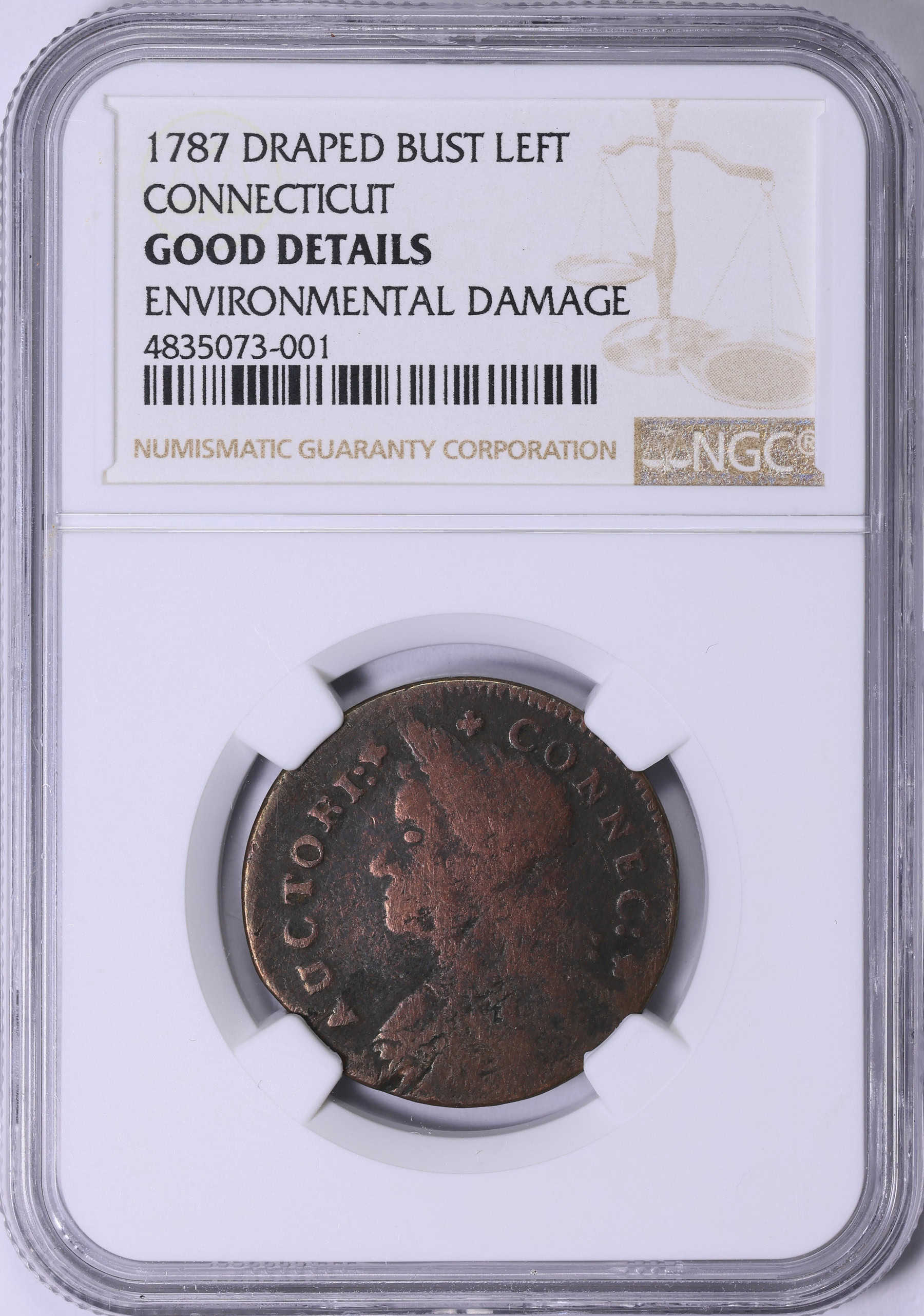 1787 Connecticut Copper Draped Bust Left NGC Good Details (Item 1937942 ...