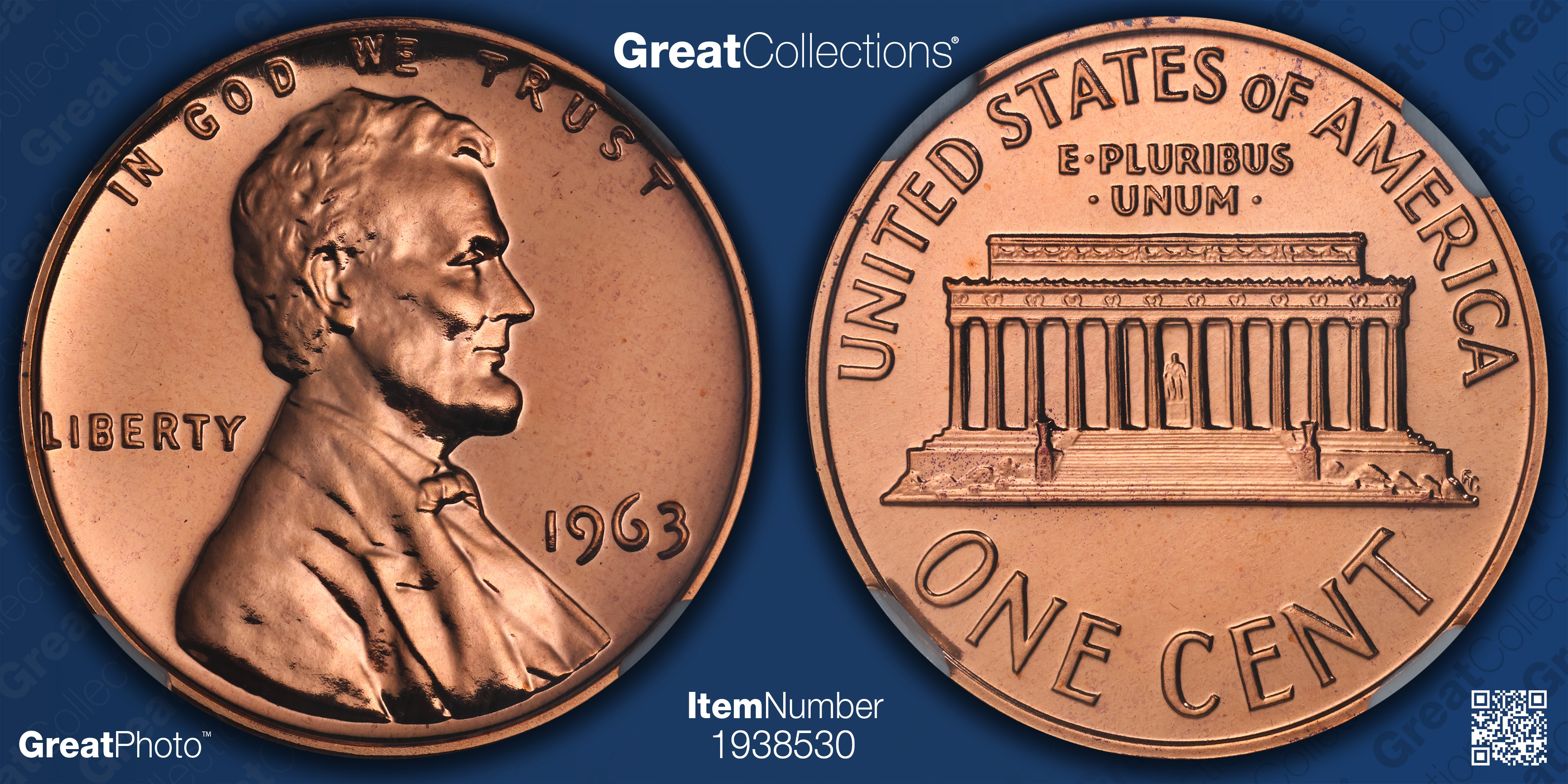 1963 Lincoln Cent NGC Proof-69 RD (Item 1938530) | GreatCollections ...