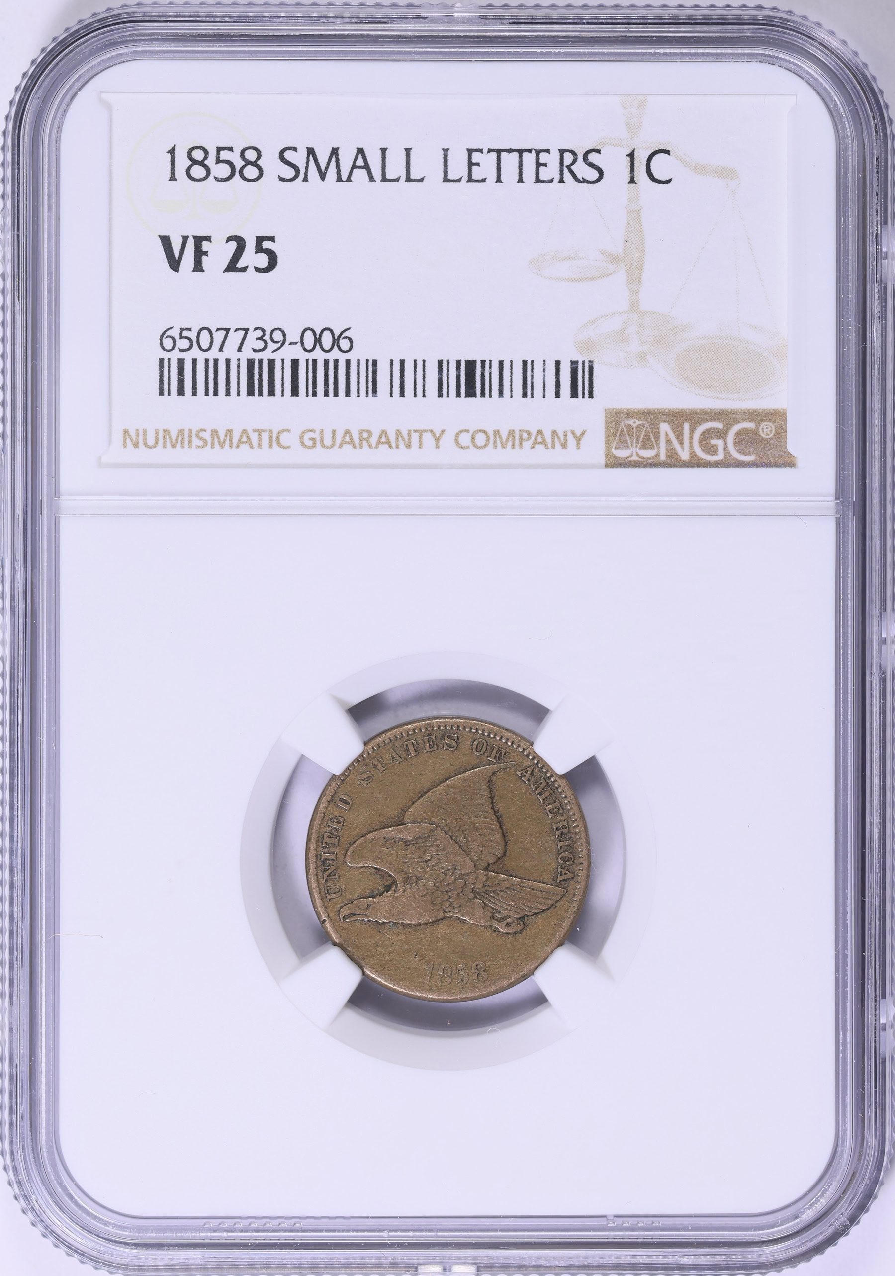 1858 Flying Eagle Cent Small Letters NGC VF-25 (Item 1938694 ...