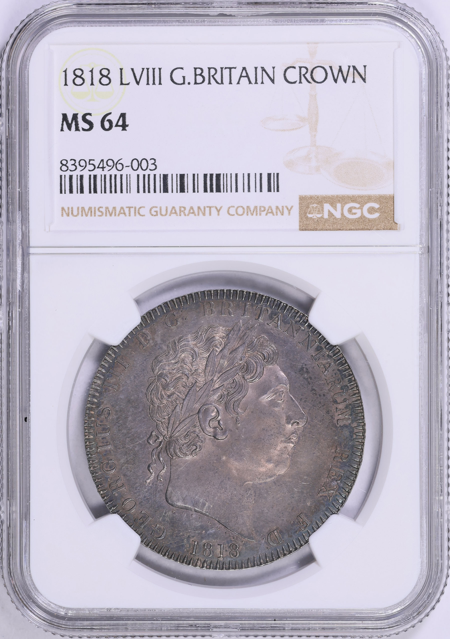 Great Britain 1818 Silver Crown LVIII Edge KM-675 NGC MS-64 (Toned) (Item 1938726 ...