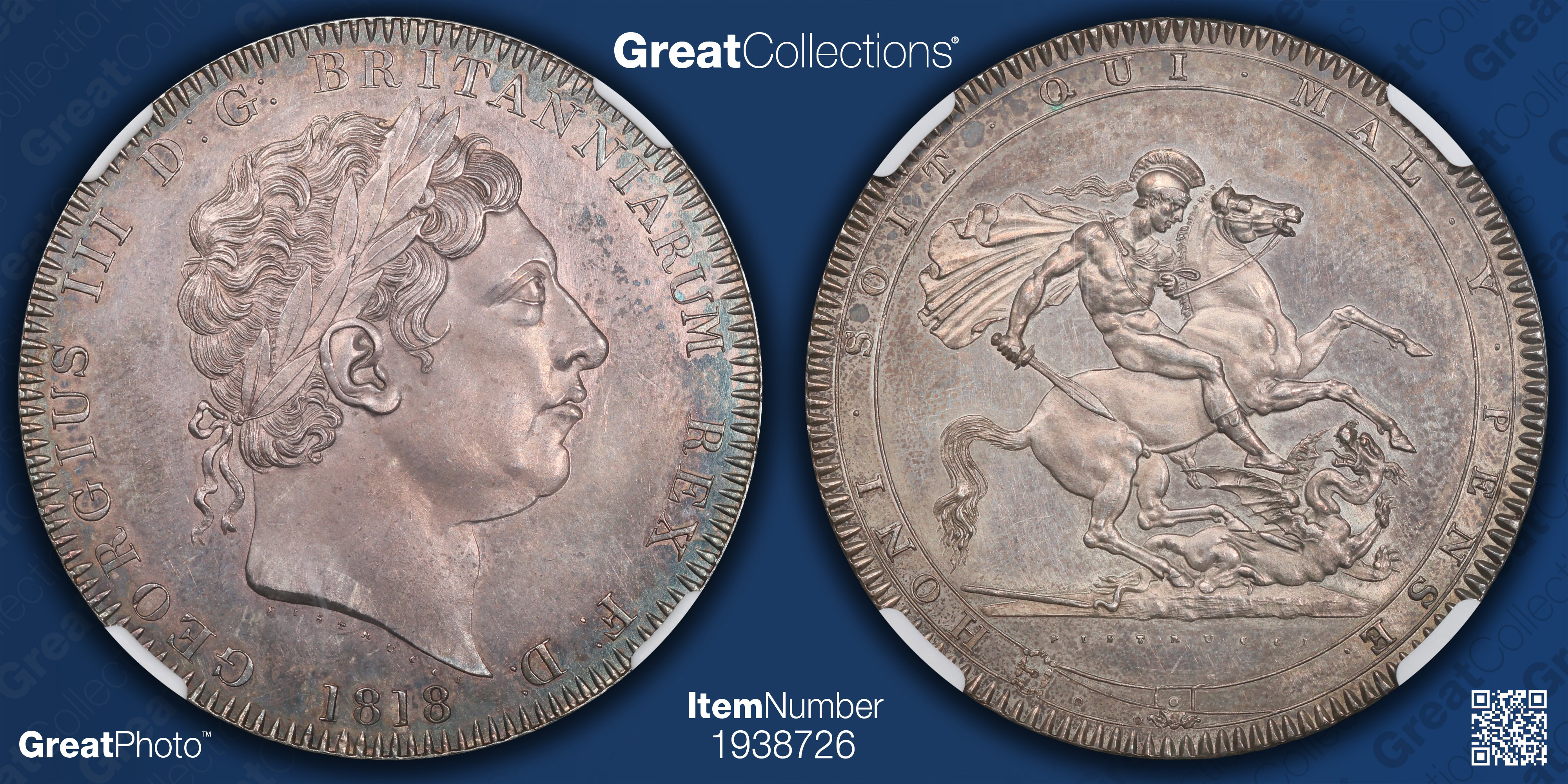 Great Britain 1818 Silver Crown LVIII Edge KM-675 NGC MS-64 (Toned ...