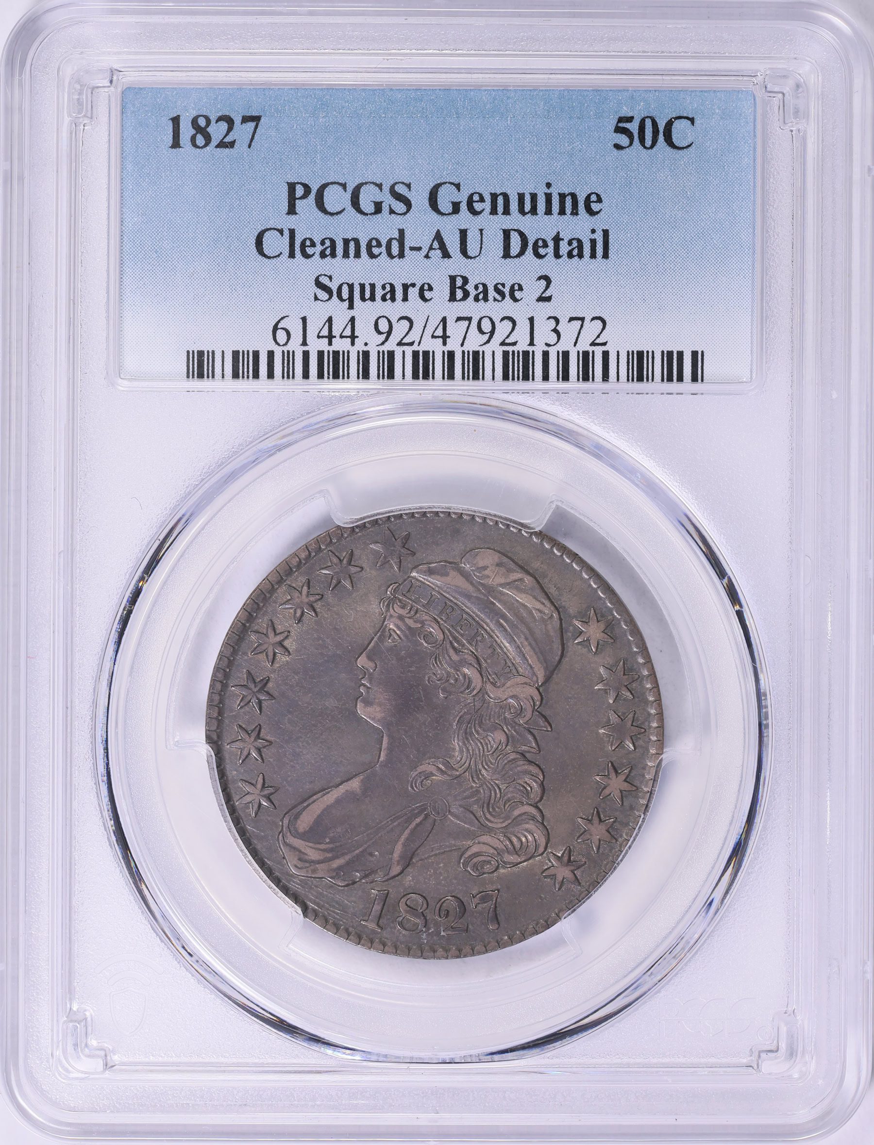 1827 Capped Bust Half Dollar Square Base 2 PCGS Genuine AU Details ...