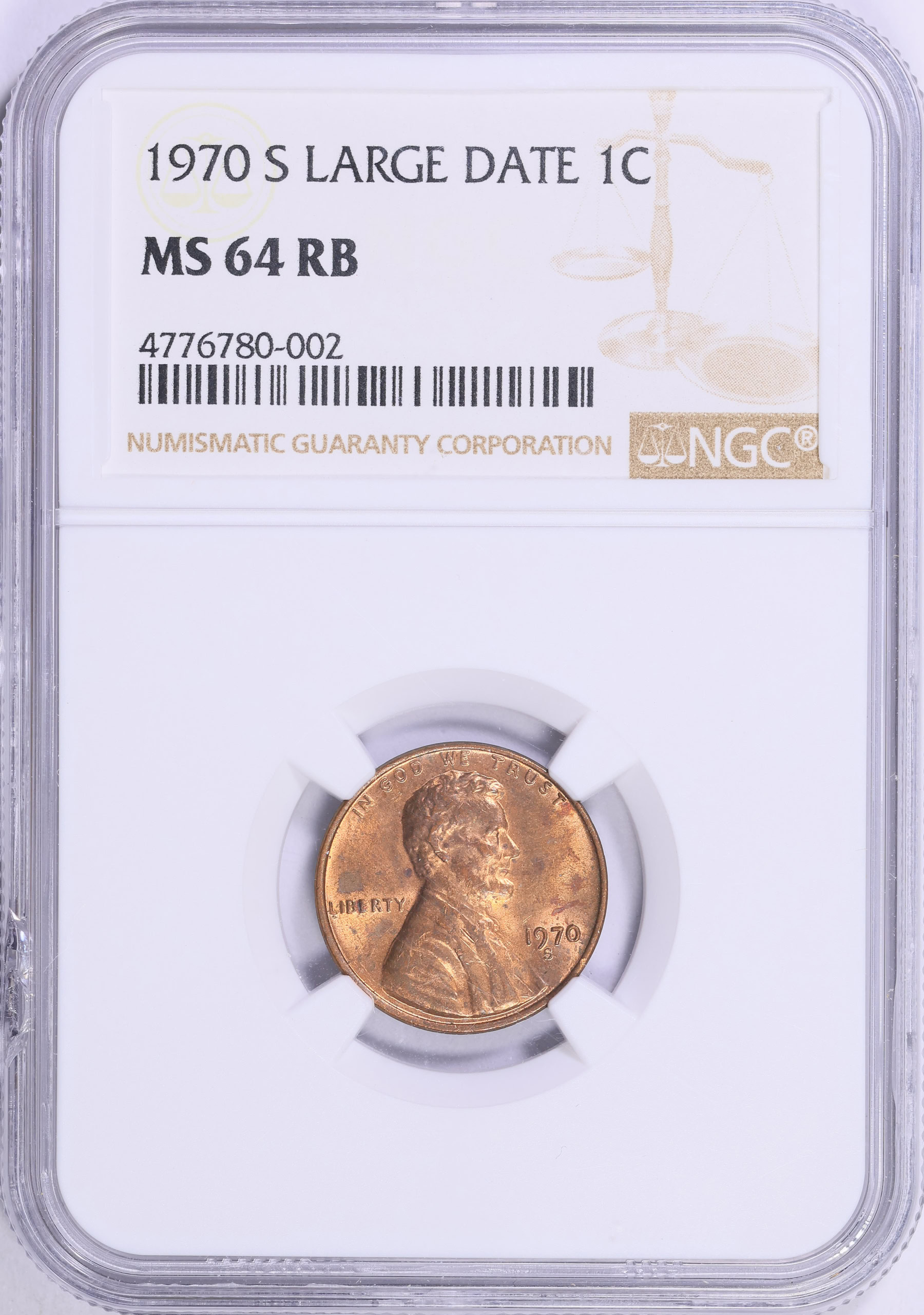 1970-S Lincoln Cent Large Date NGC MS-64 RB (Item 1938782 ...