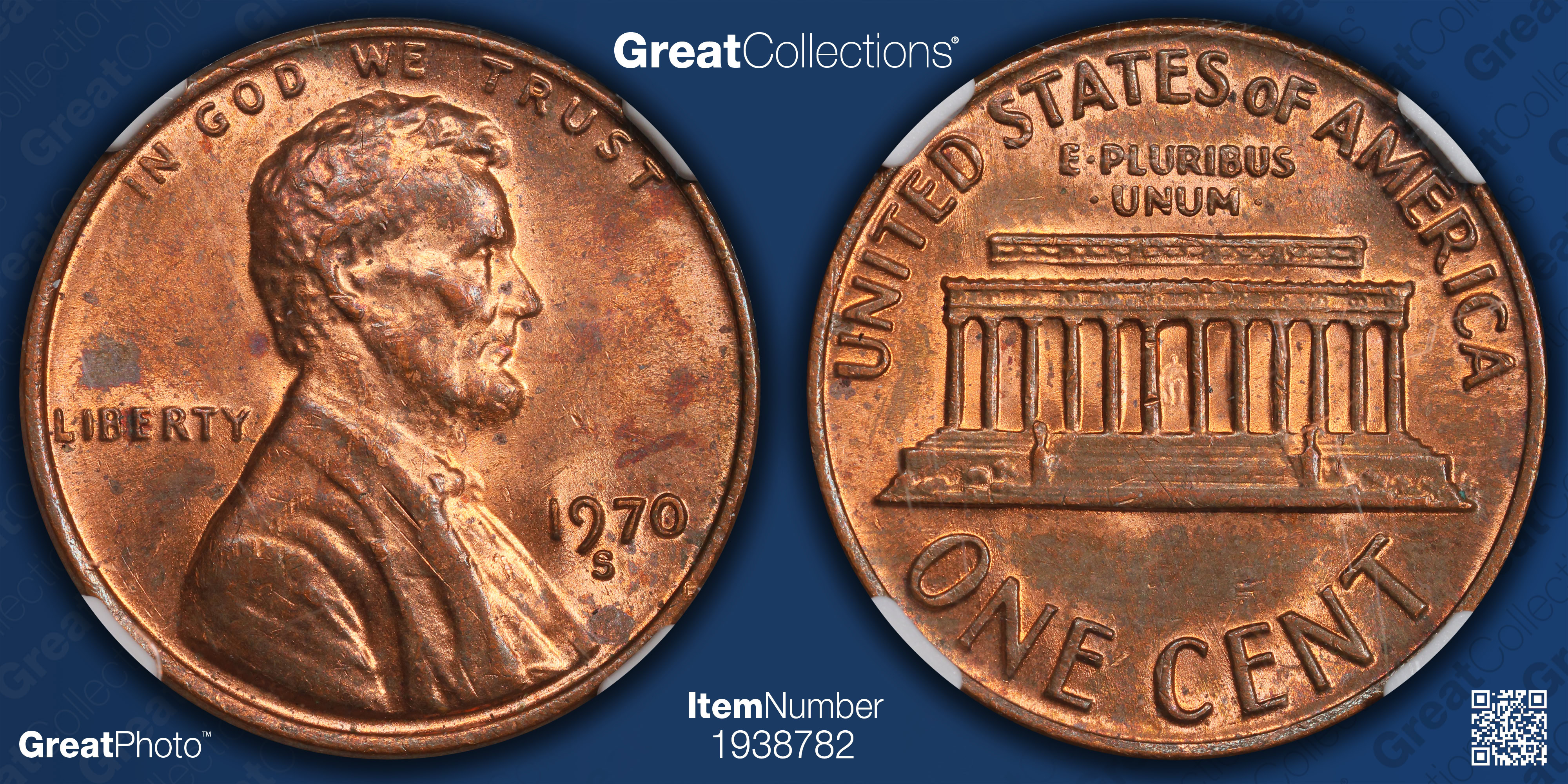 1970-S Lincoln Cent Large Date NGC MS-64 RB (Item 1938782 ...