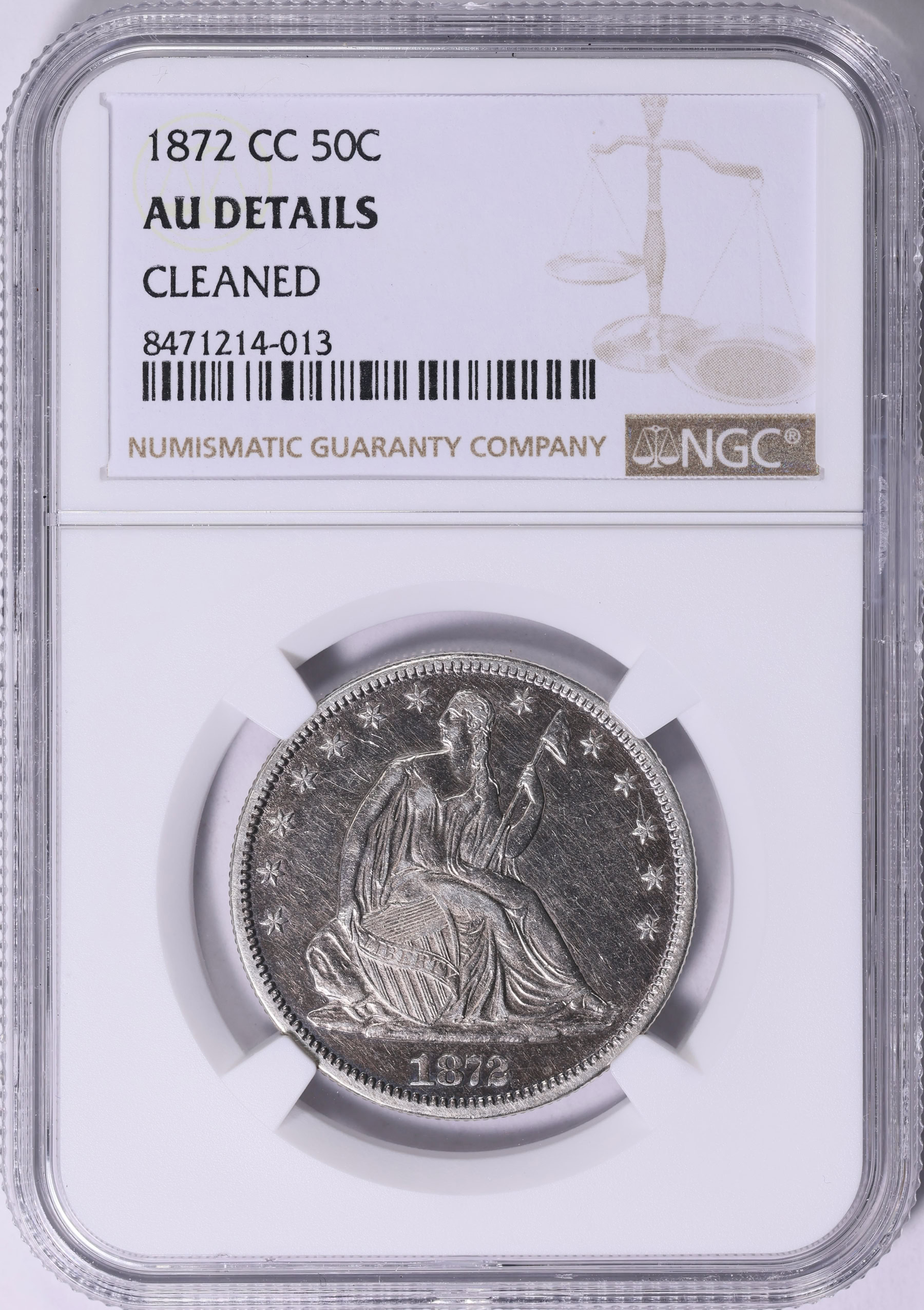 1872-CC Seated Liberty Half Dollar NGC AU Details (Item 1938855) | GreatCollections Coin Auctions