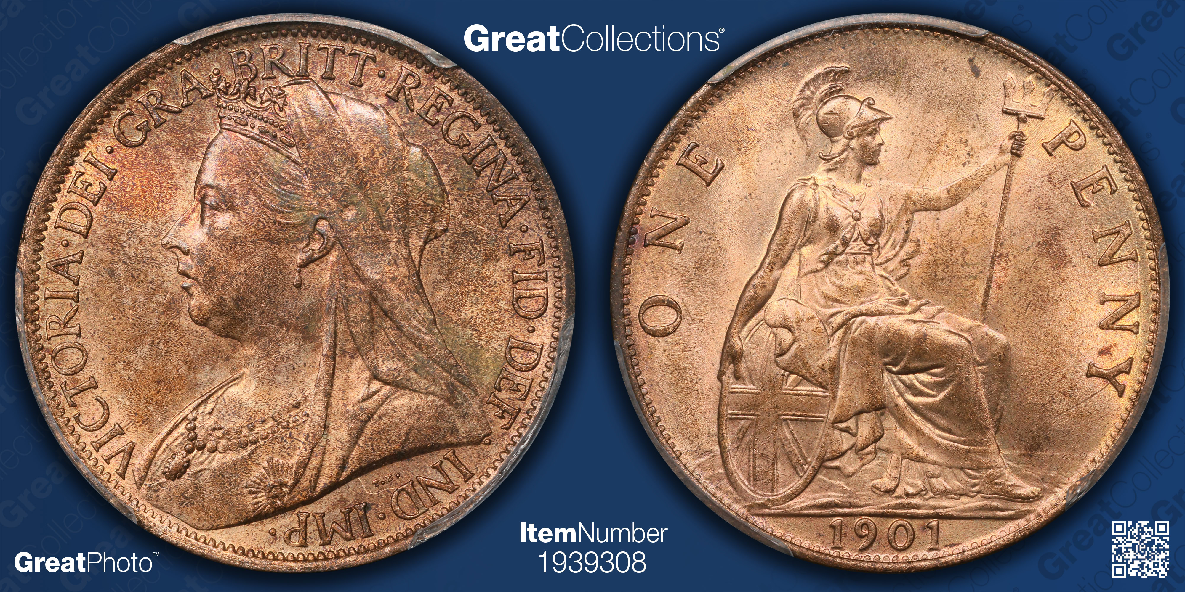 Great Britain 1901 Penny KM-790 PCGS MS-64 RB (Item 1939308 ...