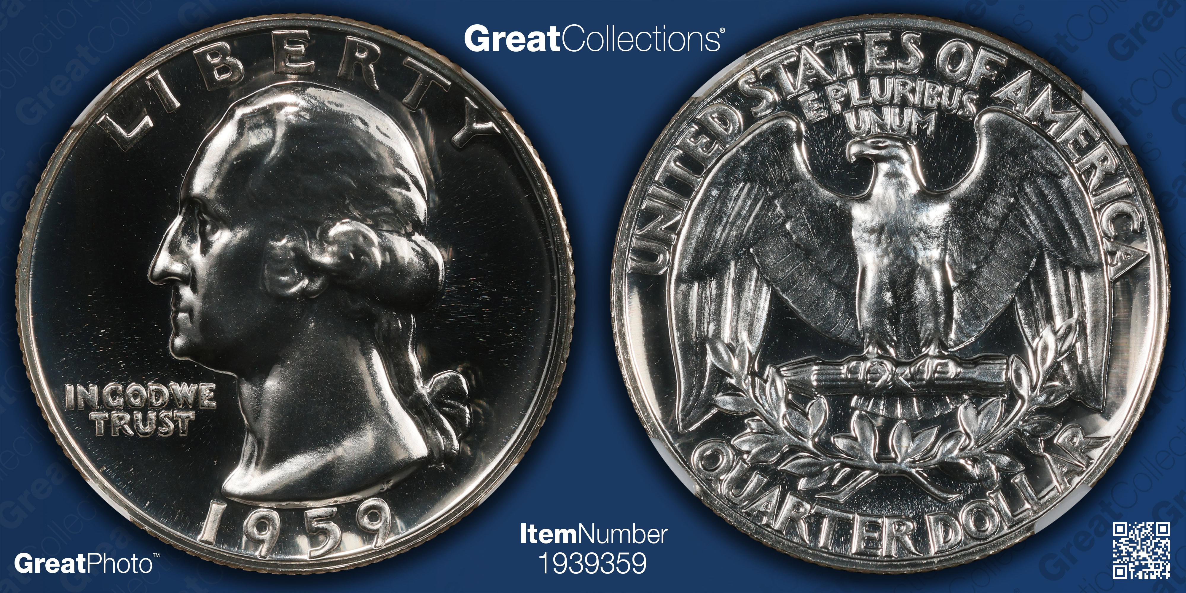 1959 Washington Quarter NGC Proof-69 (Item 1939359) | GreatCollections ...