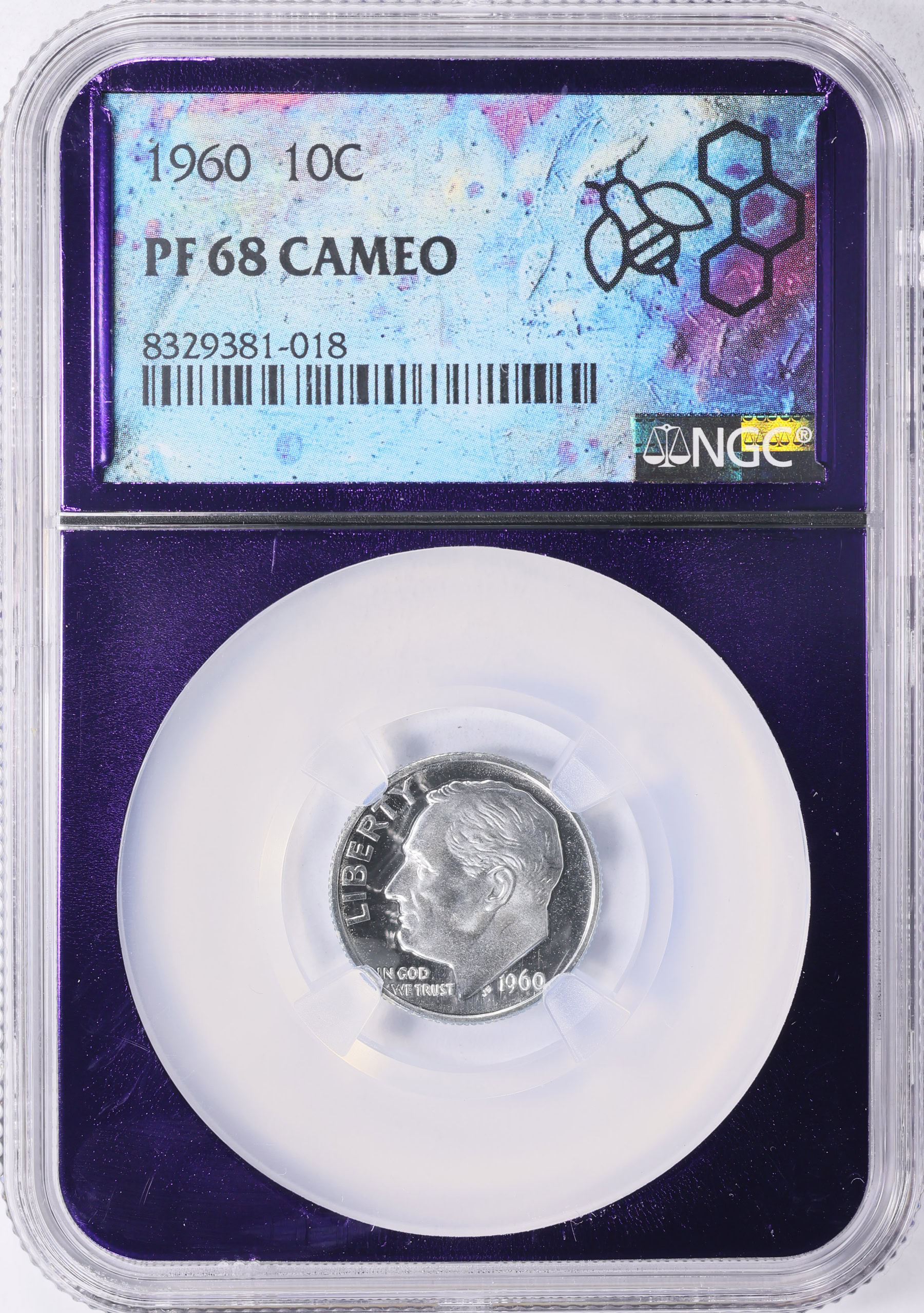 1960 Roosevelt Dime NGC Proof-68 CAMEO (Purple Bee Frame Holder) (Item ...