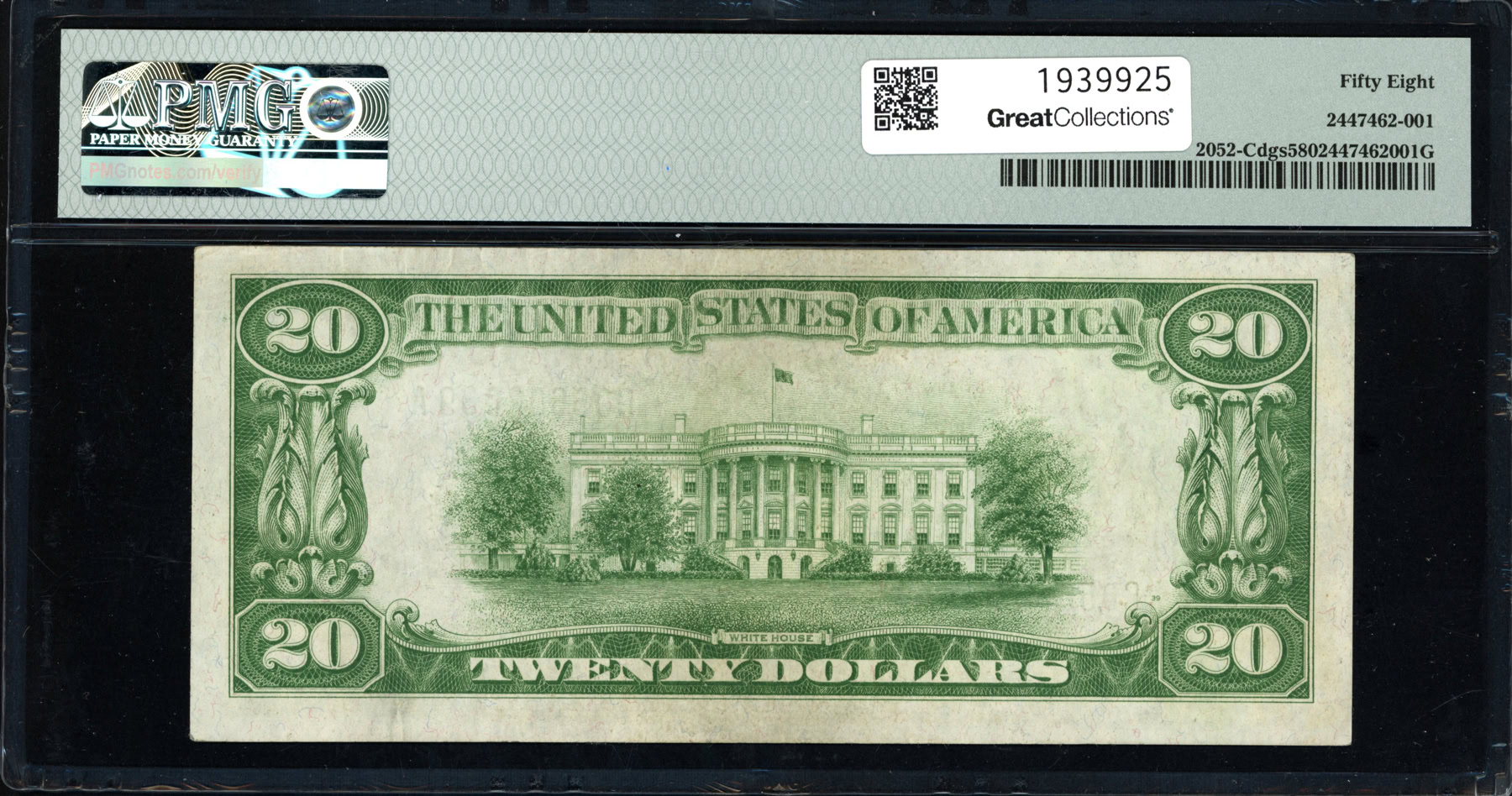 Fr. 2052-Cdgs Dark Green (CA Block) 1928B $20 Philadelphia Federal ...