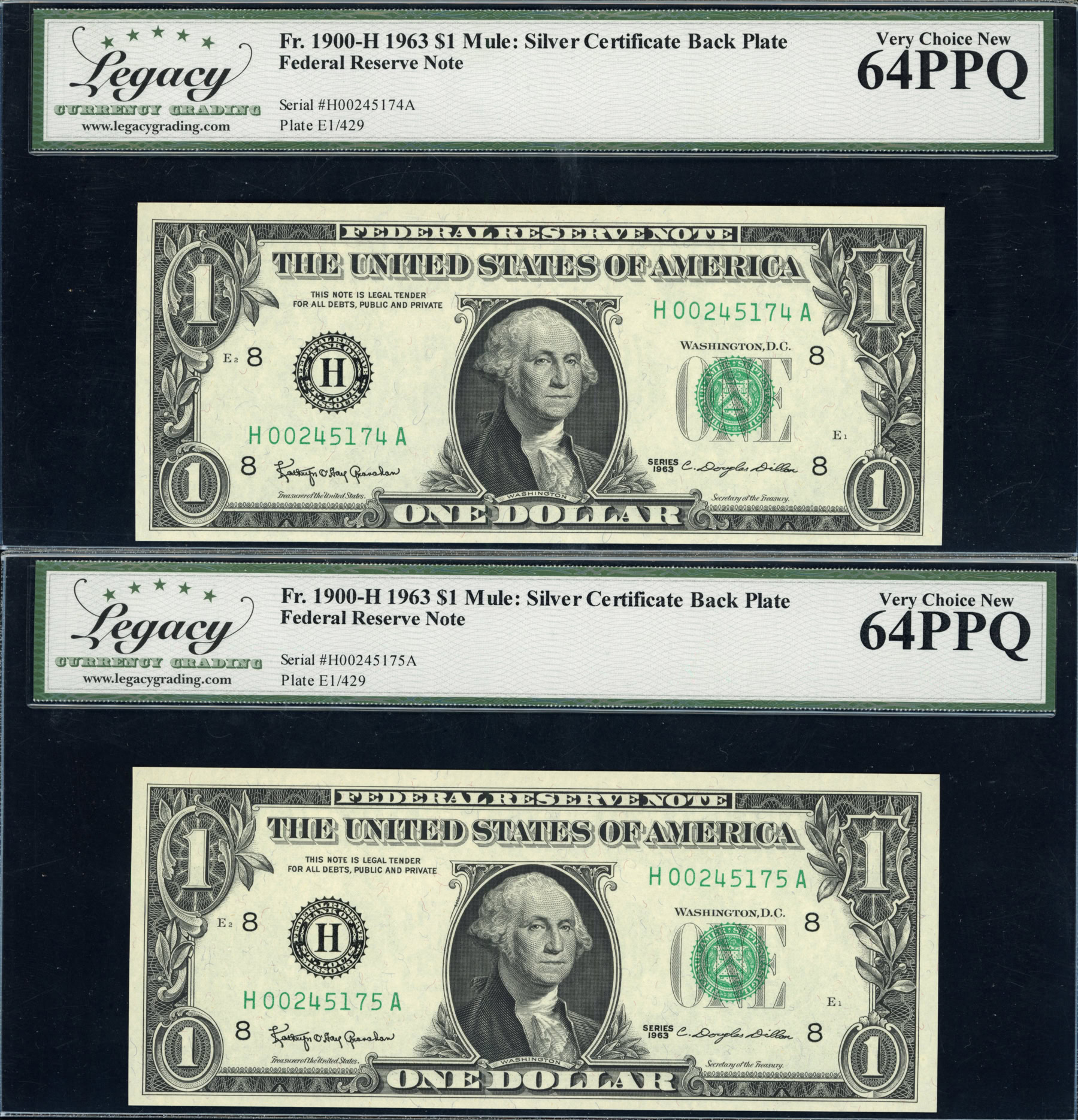 Fr. 1900-Hm (HA Block) 1963 $1 St. Louis Federal Reserve Mule Notes ...