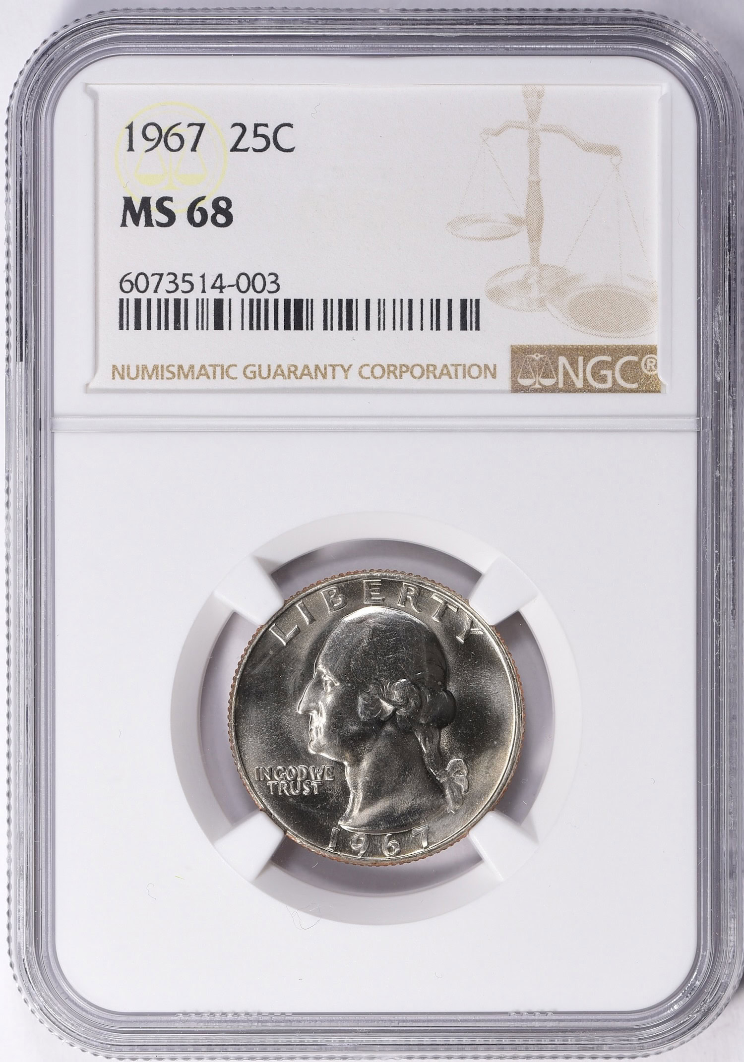 1967 Washington Quarter NGC MS-68 (Item 1940110) | GreatCollections ...