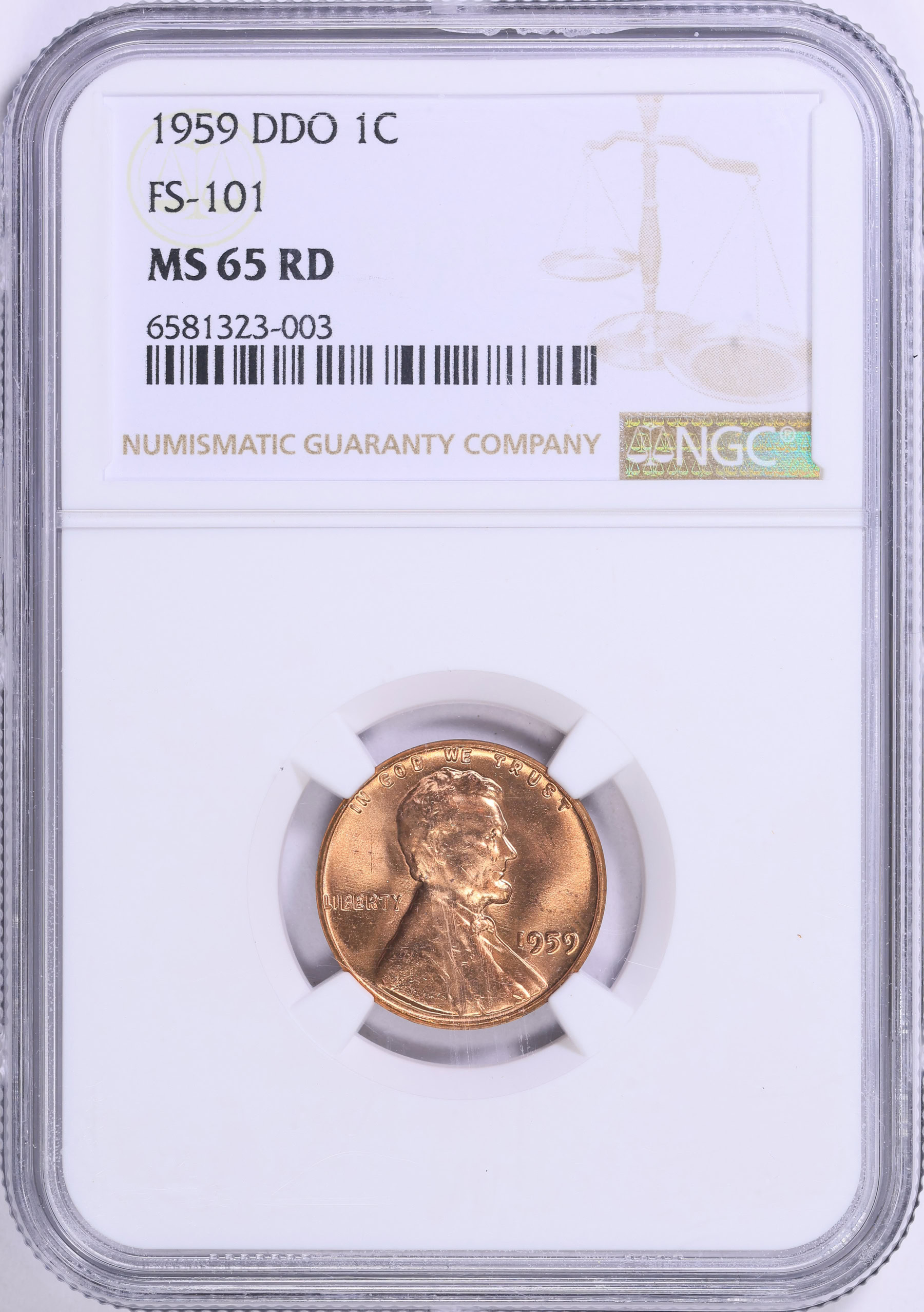 1959 Lincoln Cent Doubled Die Obverse FS-101 NGC MS-65 RD (Item 1940116 ...