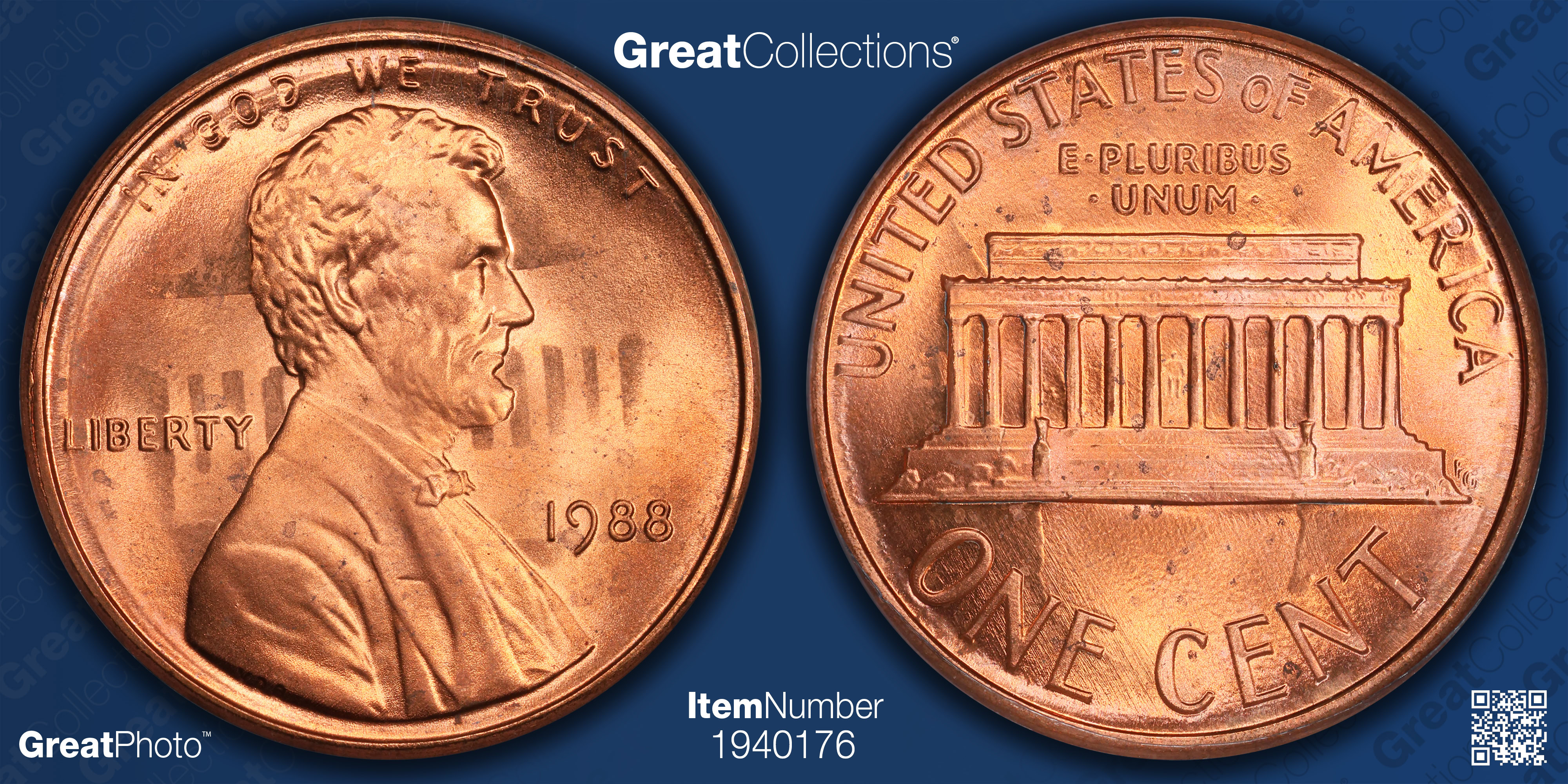 1988 Lincoln Cent Clashed Dies ANACS MS-66 RD (Item 1940176 ...