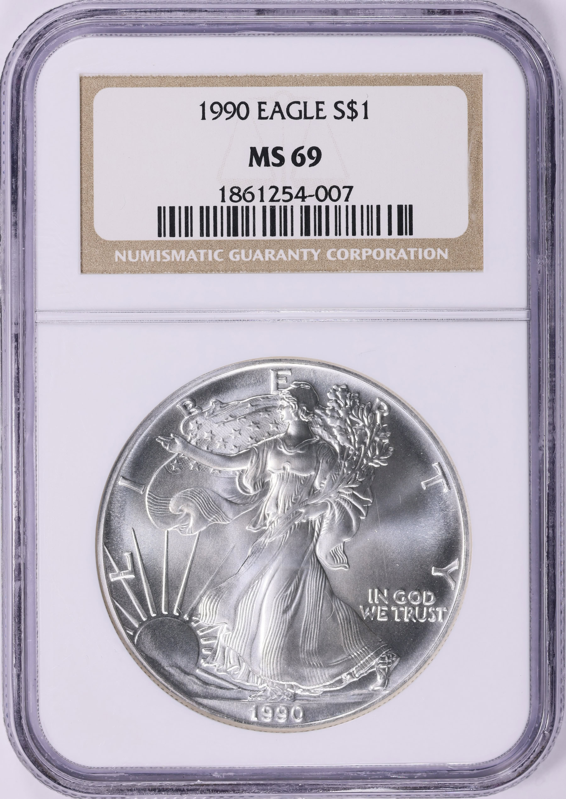 1990 $1 Silver Eagle NGC MS-69 (Item 1940250) | GreatCollections Coin ...