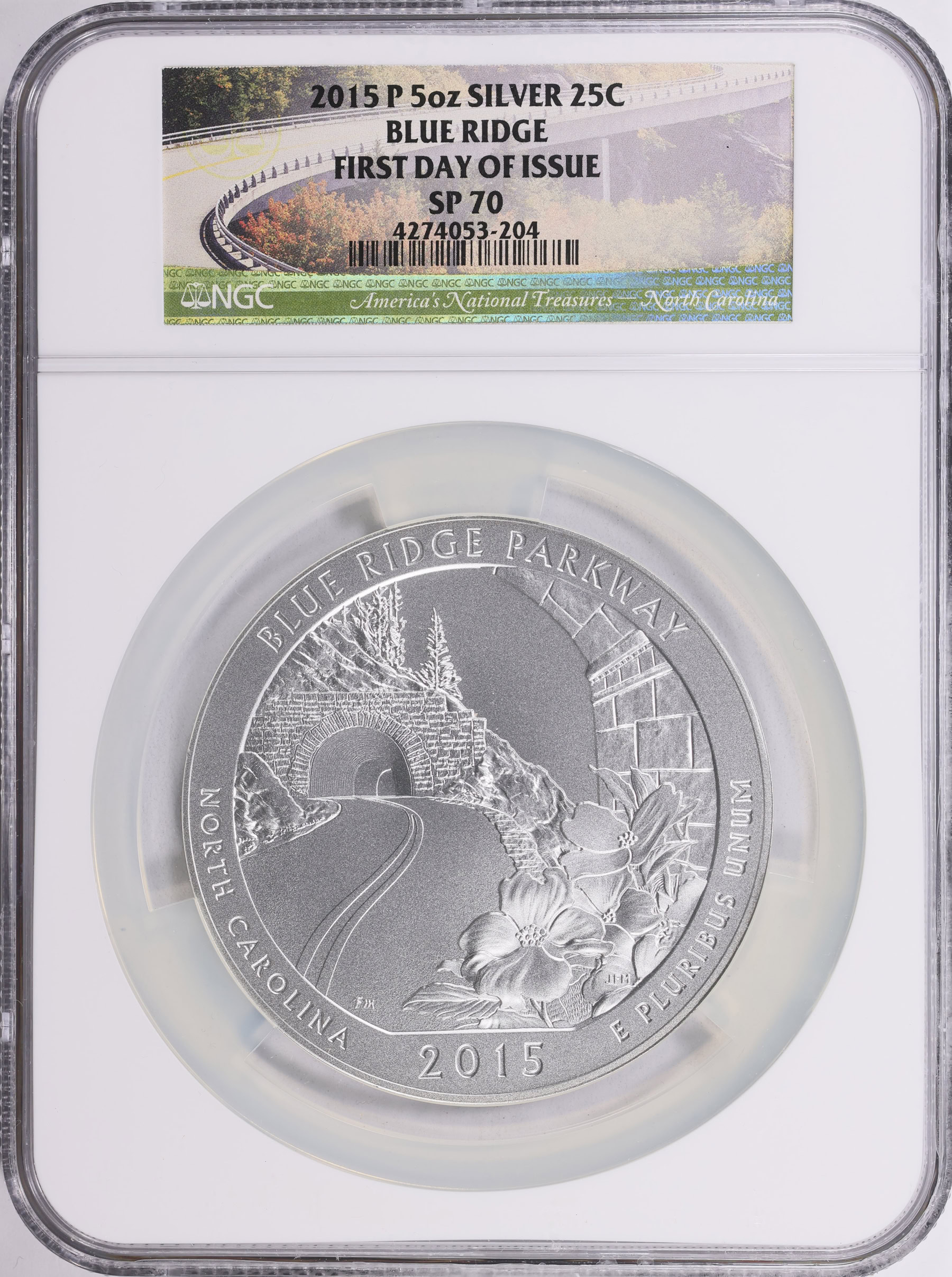 2015-P America the Beautiful 5 oz. Silver Quarter Blue Ridge Parkway NP ...