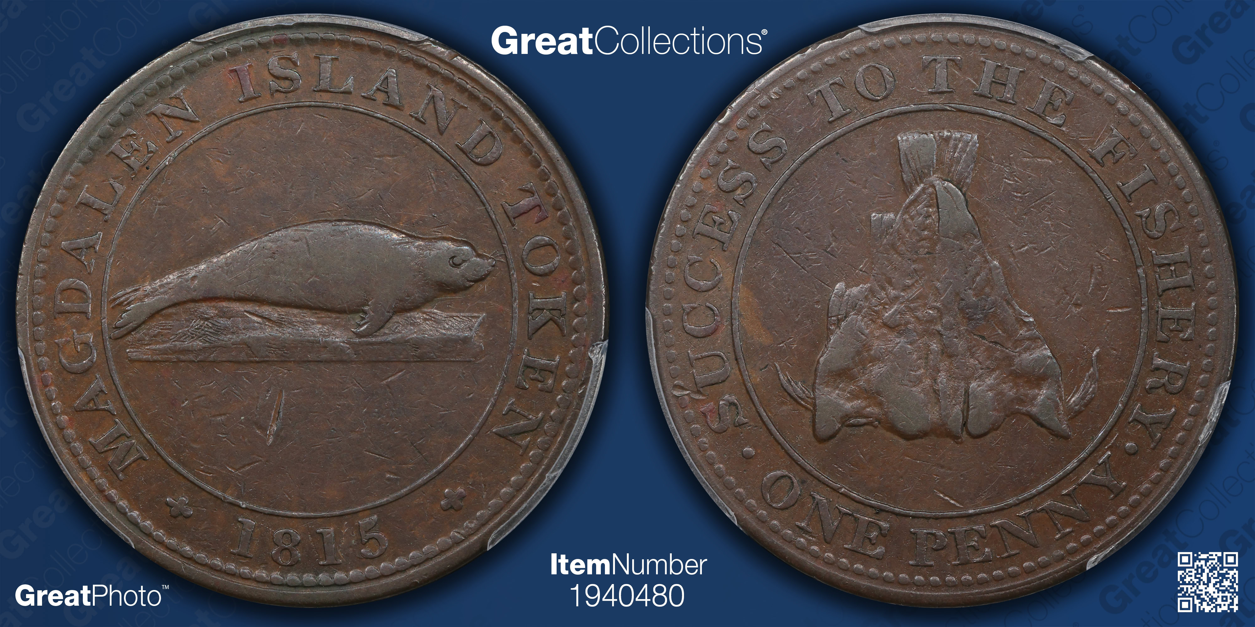 Canada - Magdalen Island 1815 Penny Token KM-Tn1 PCGS XF-40 (Item ...