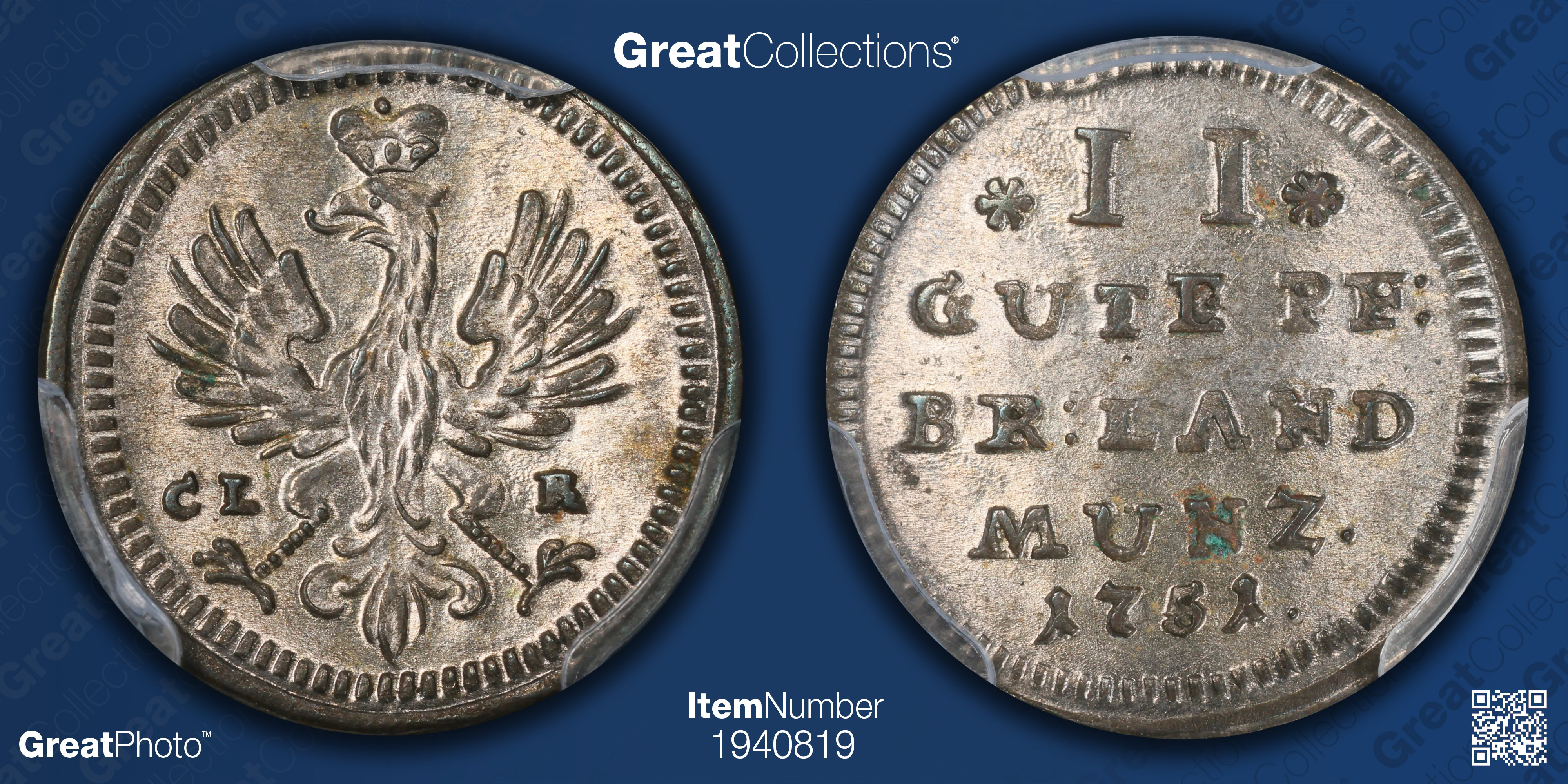 Germany - Brandenburg-Bayreuth 1751-CLR 2 Pfennig KM-207 PCGS MS-64 ...