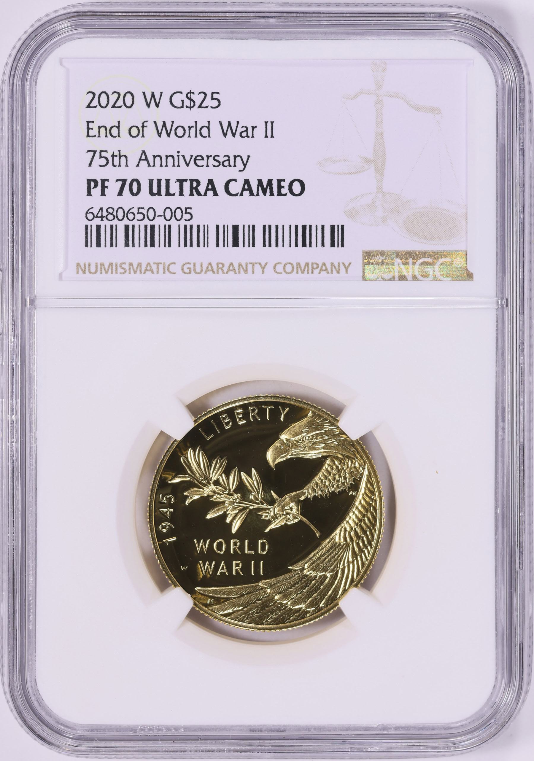 2020-W End of World War II 75th Anniversary Gold $25 NGC Proof-70 UC ...