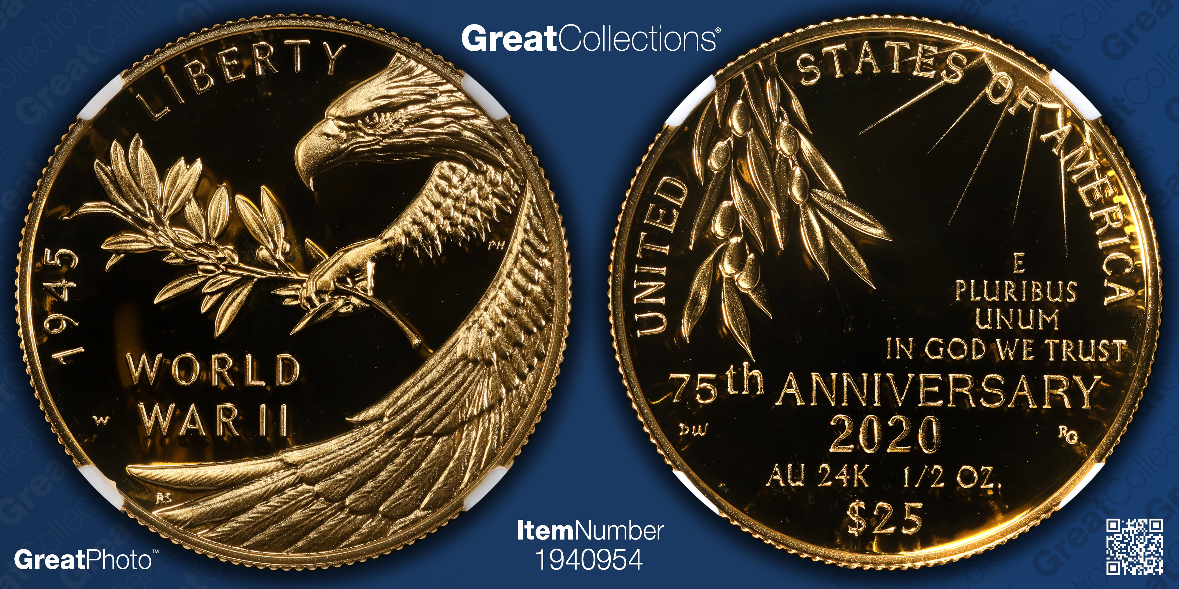 2020-W End of World War II 75th Anniversary Gold $25 NGC Proof-70 UC ...