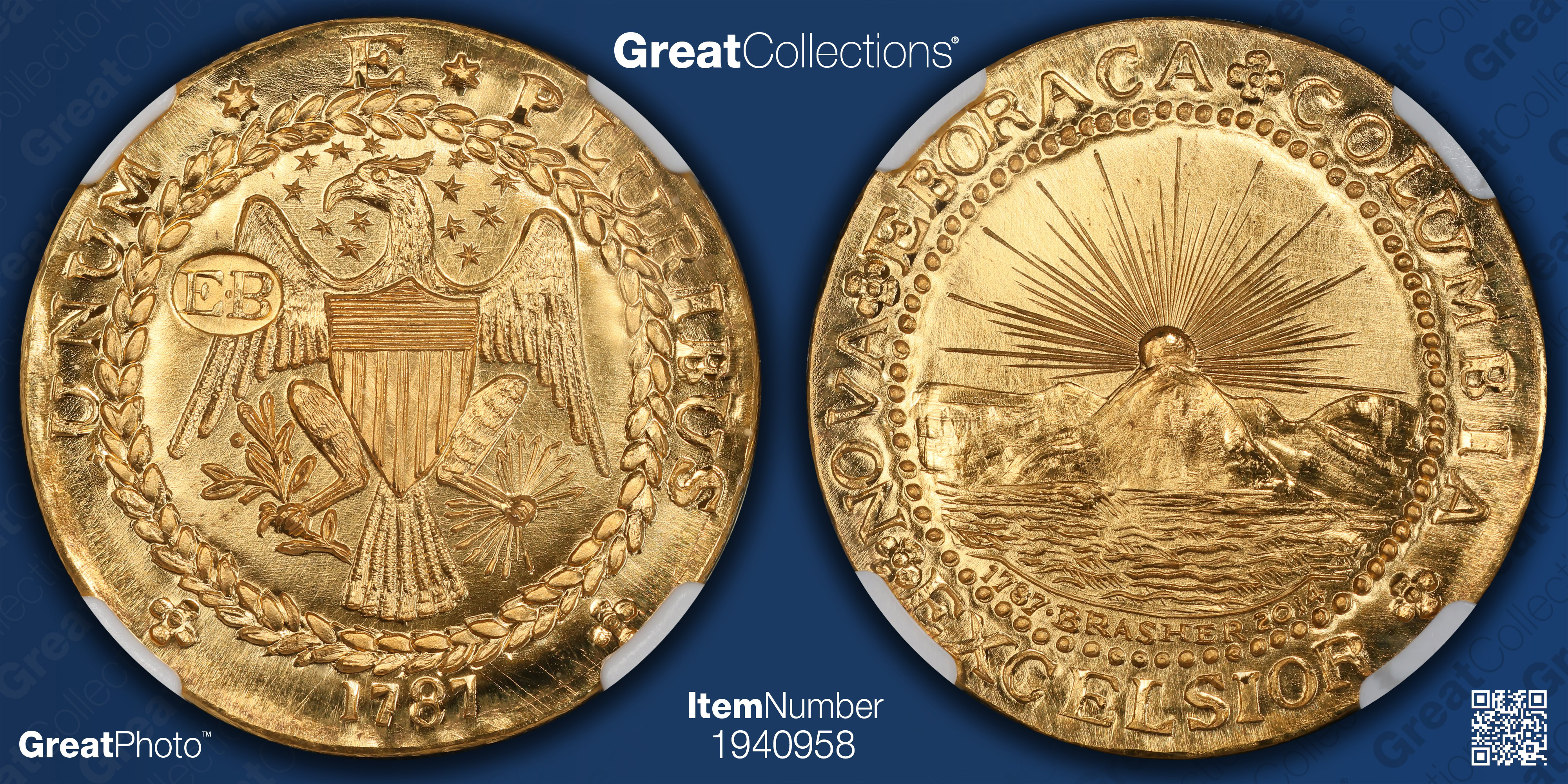 1787-2014 "EB" Gold Doubloon 2014 Private Issue Commemorating Ephraim ...