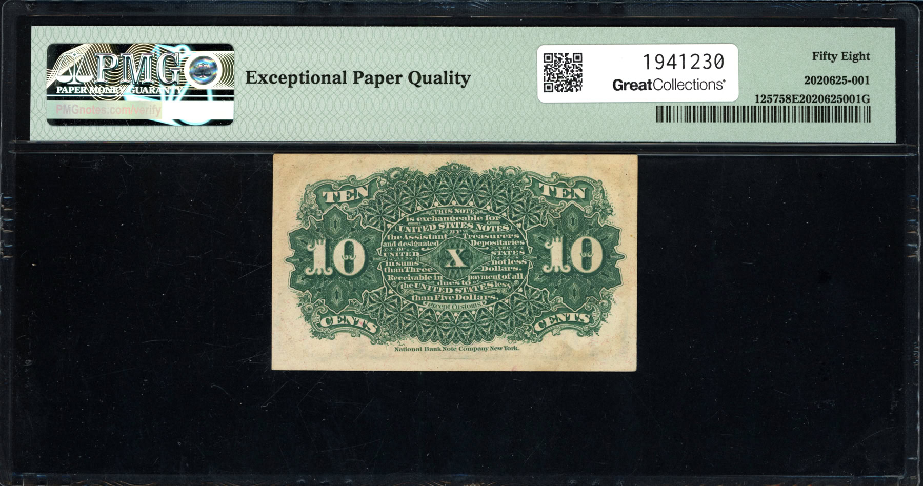 Fr. 1257 Fourth Issue 10 Cents Fractional Currency Note Allison ...