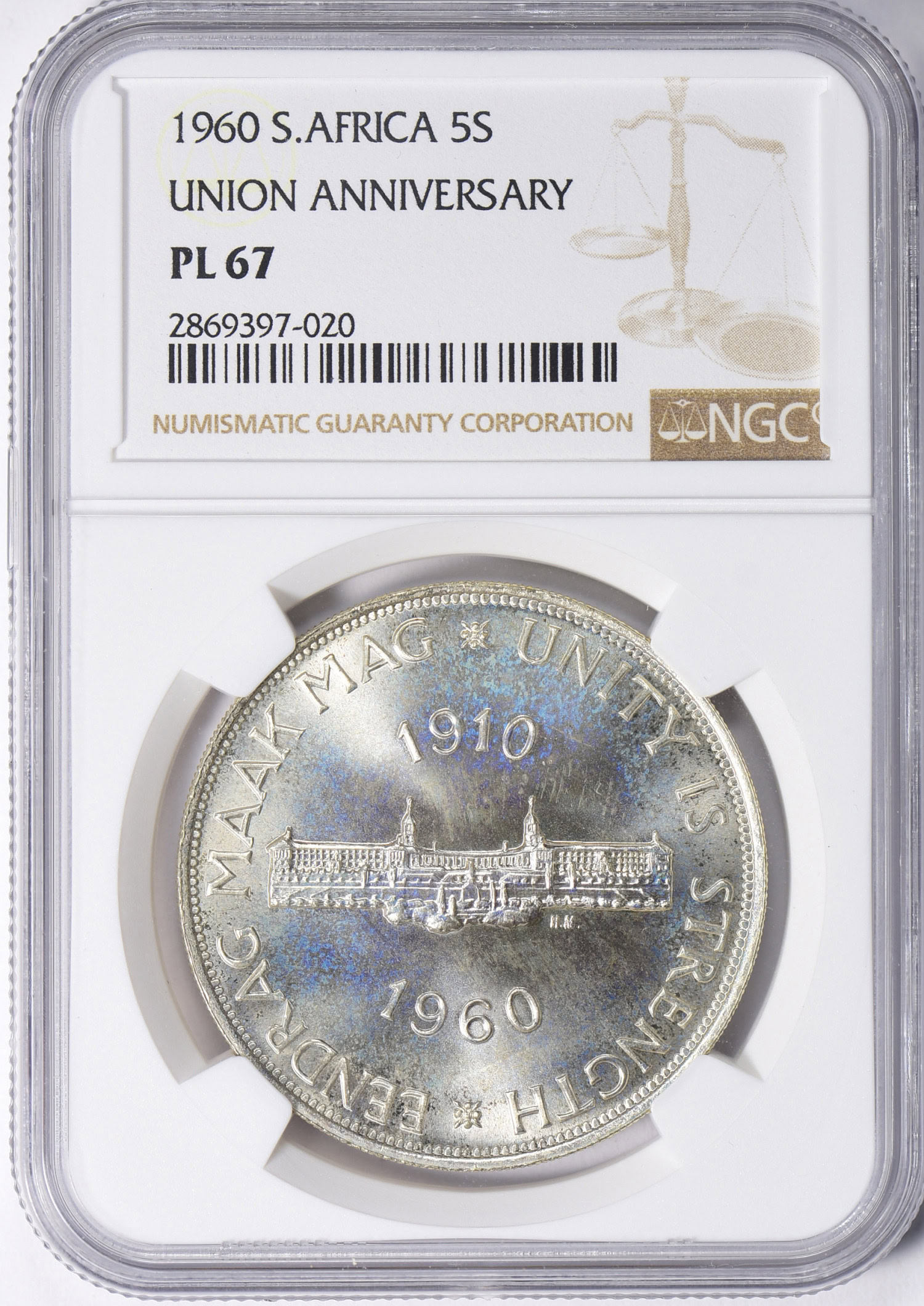 South Africa 1960 Silver 5 Shillings South African Union 50th ...