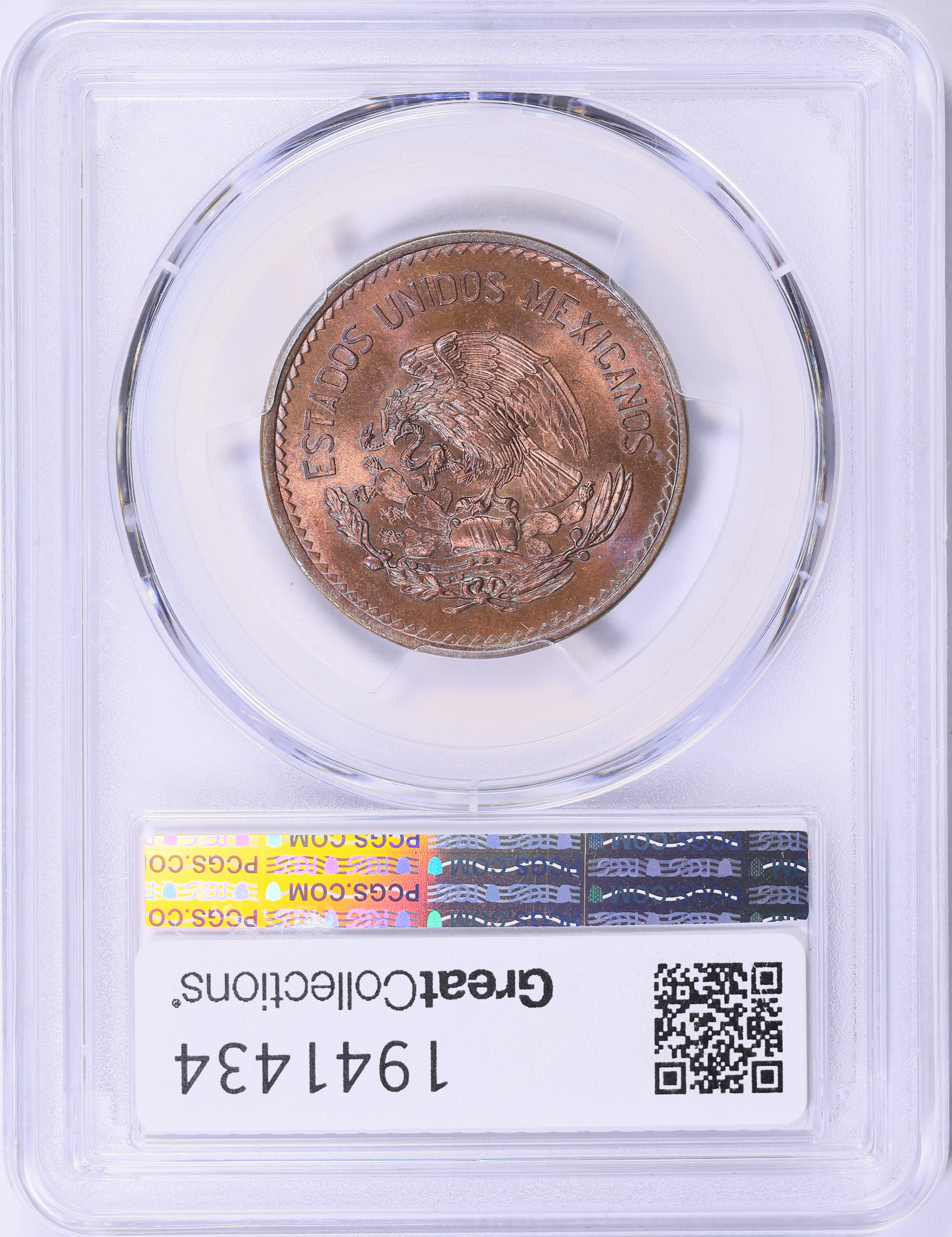 Mexico 1953-Mo 20 Centavos KM-439 PCGS MS-65 RB (Toned) (Item 1941434 ...
