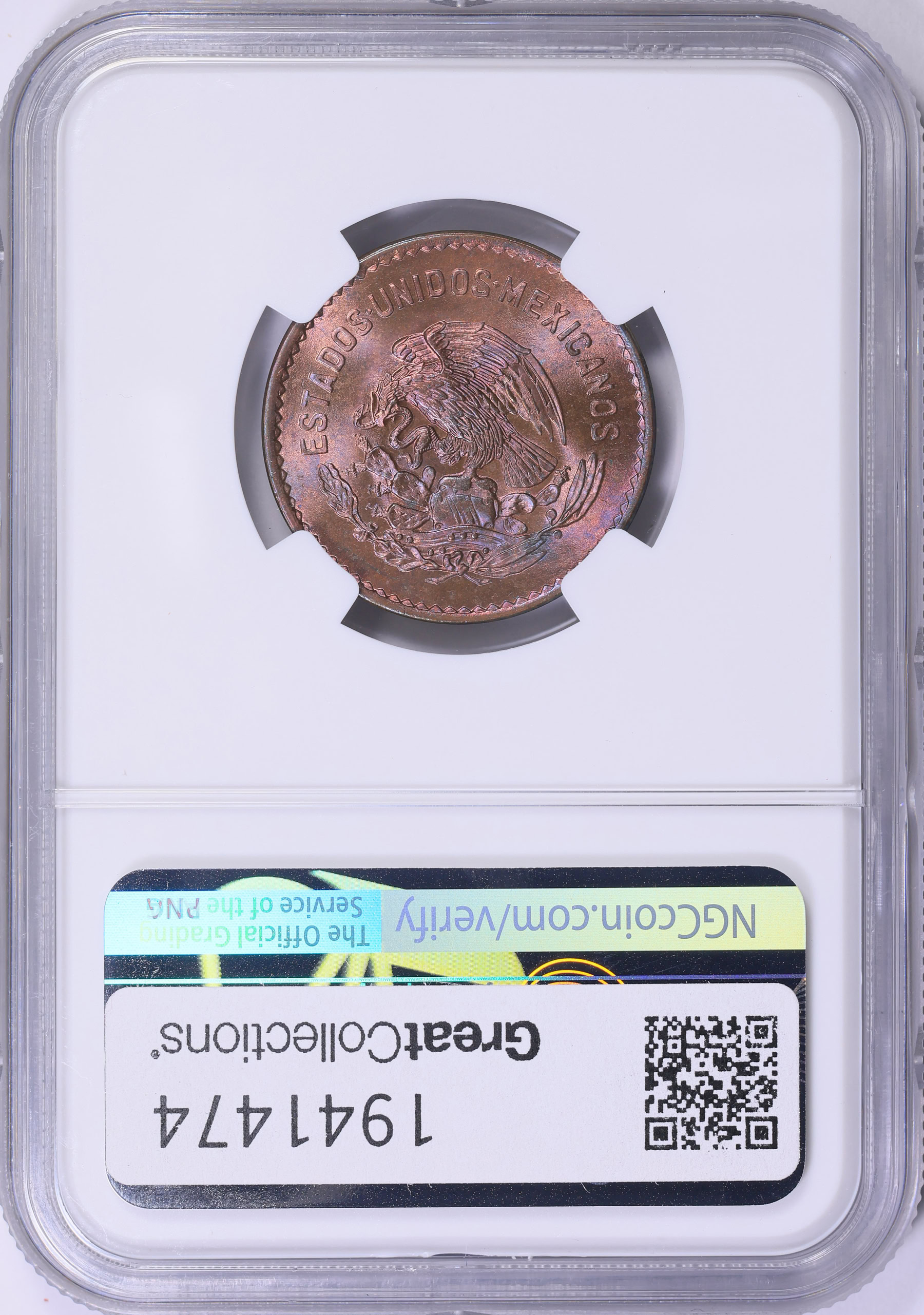 Mexico 1953-Mo 5 Centavos KM-424 NGC MS-66 BN (Toned) (Item 1941474 ...