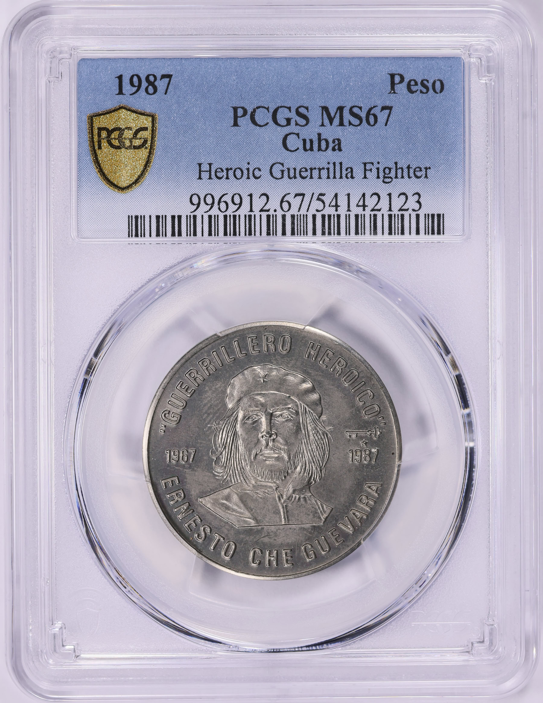 Cuba 1987 Peso Death of Che Guevara 20th Anniversary KM-158 PCGS MS-67 ...