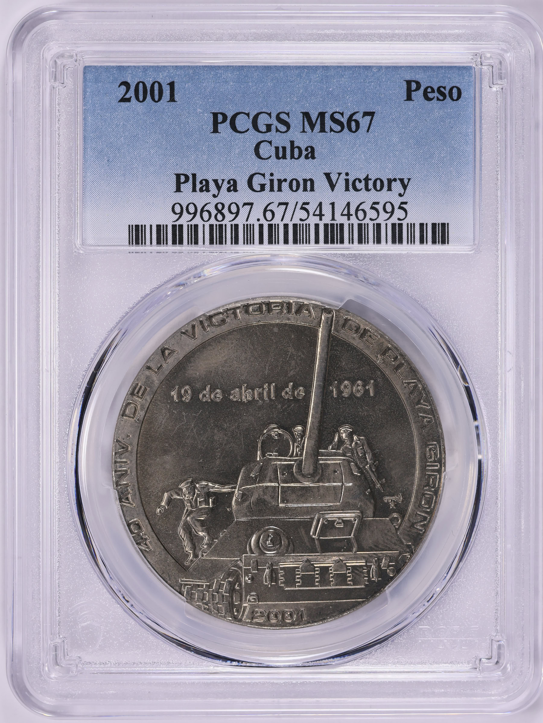 Cuba 2001 Peso Playa Giron Victory 40th Anniversary KM-852 PCGS MS-67 ...