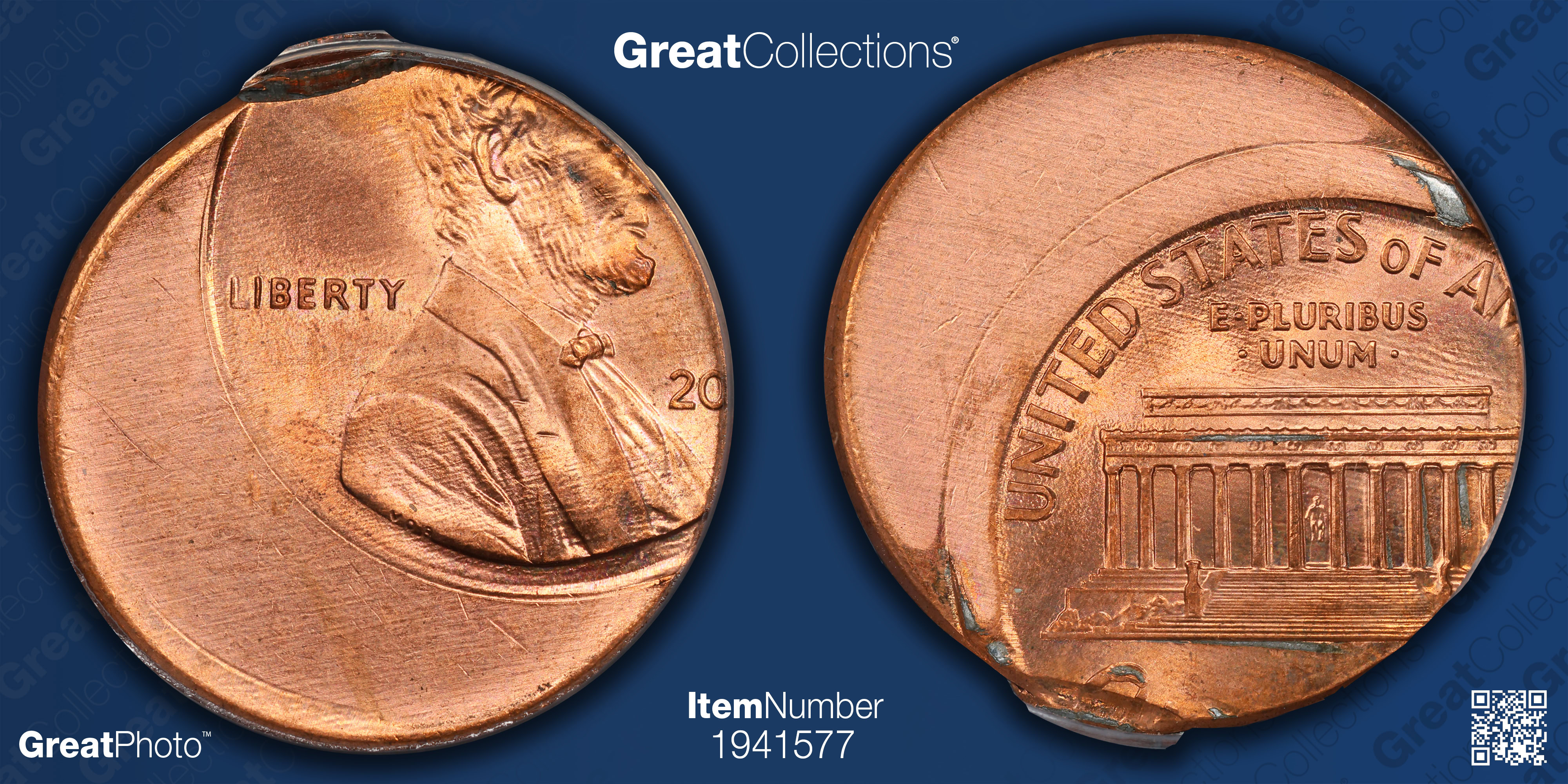 Mint Error (ND) Lincoln Cent Double Struck 1st Strike 45% and 2nd Strike 98% Off Center 2000-08 ...