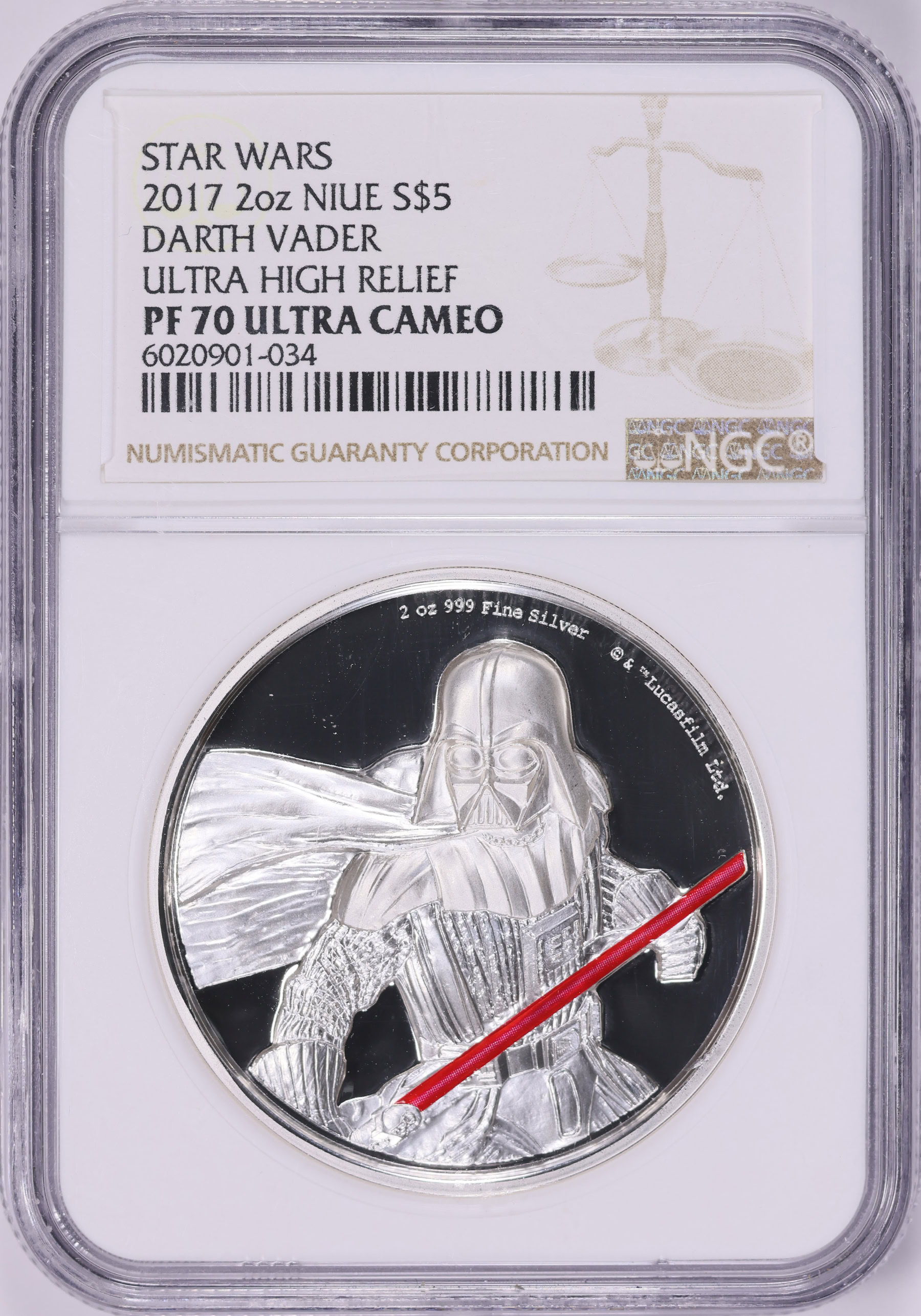 Niue 2017 Silver $5 Star Wars Darth Vader Ultra High Relief KM-1497 NGC ...