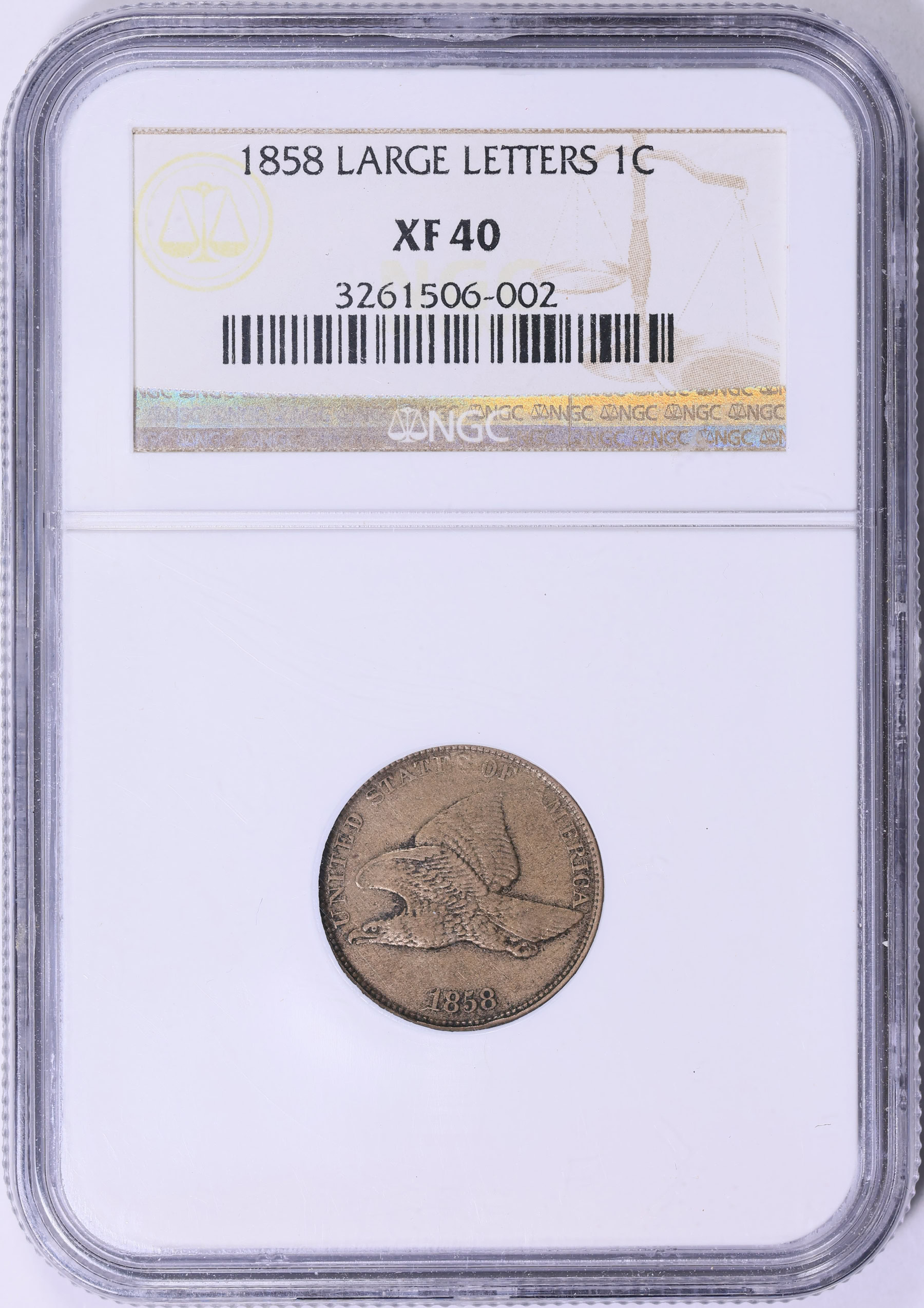 1858 Flying Eagle Cent Large Letters NGC XF-40 (Item 1941721 ...