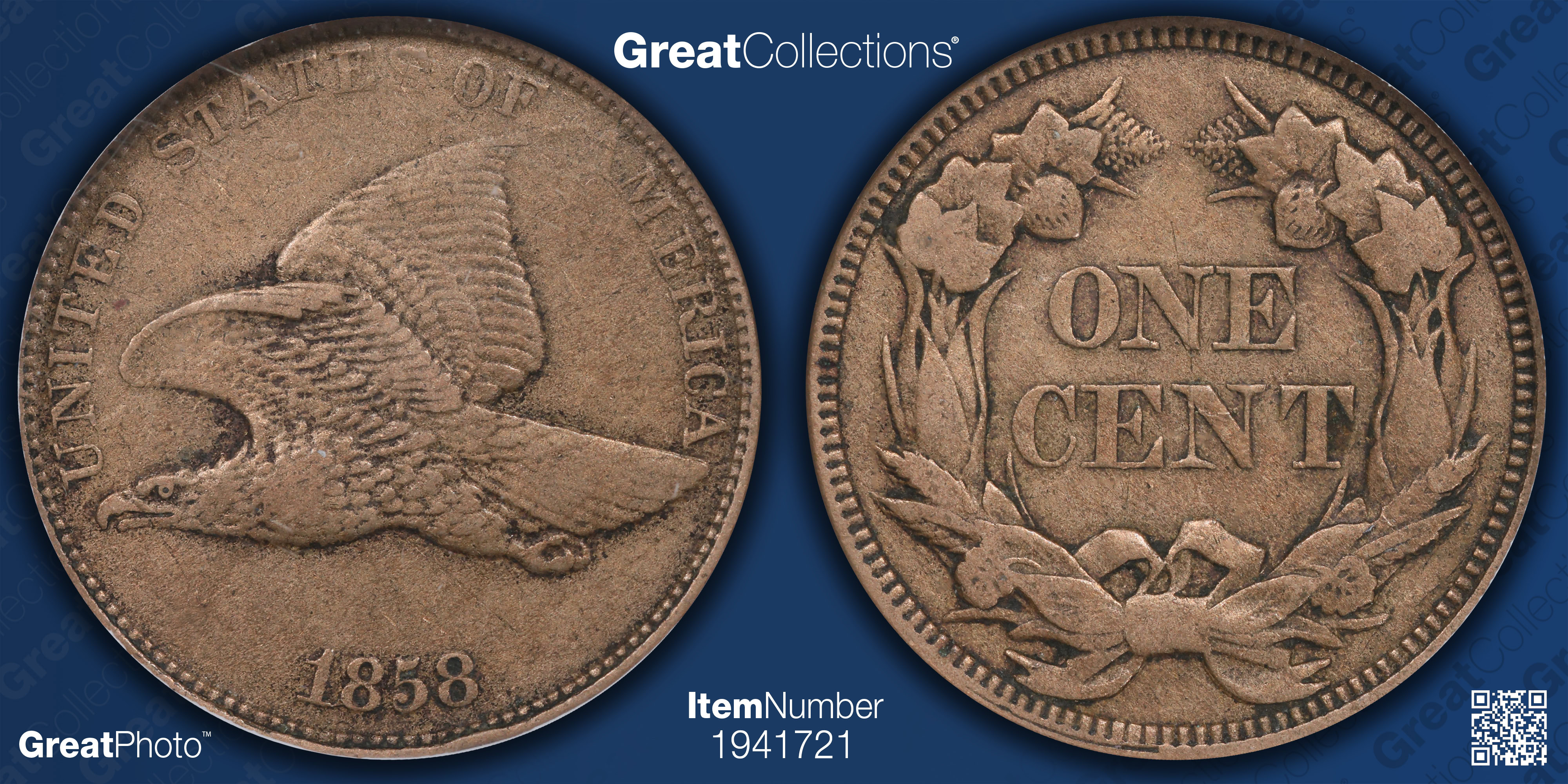 1858 Flying Eagle Cent Large Letters NGC XF-40 (Item 1941721 ...