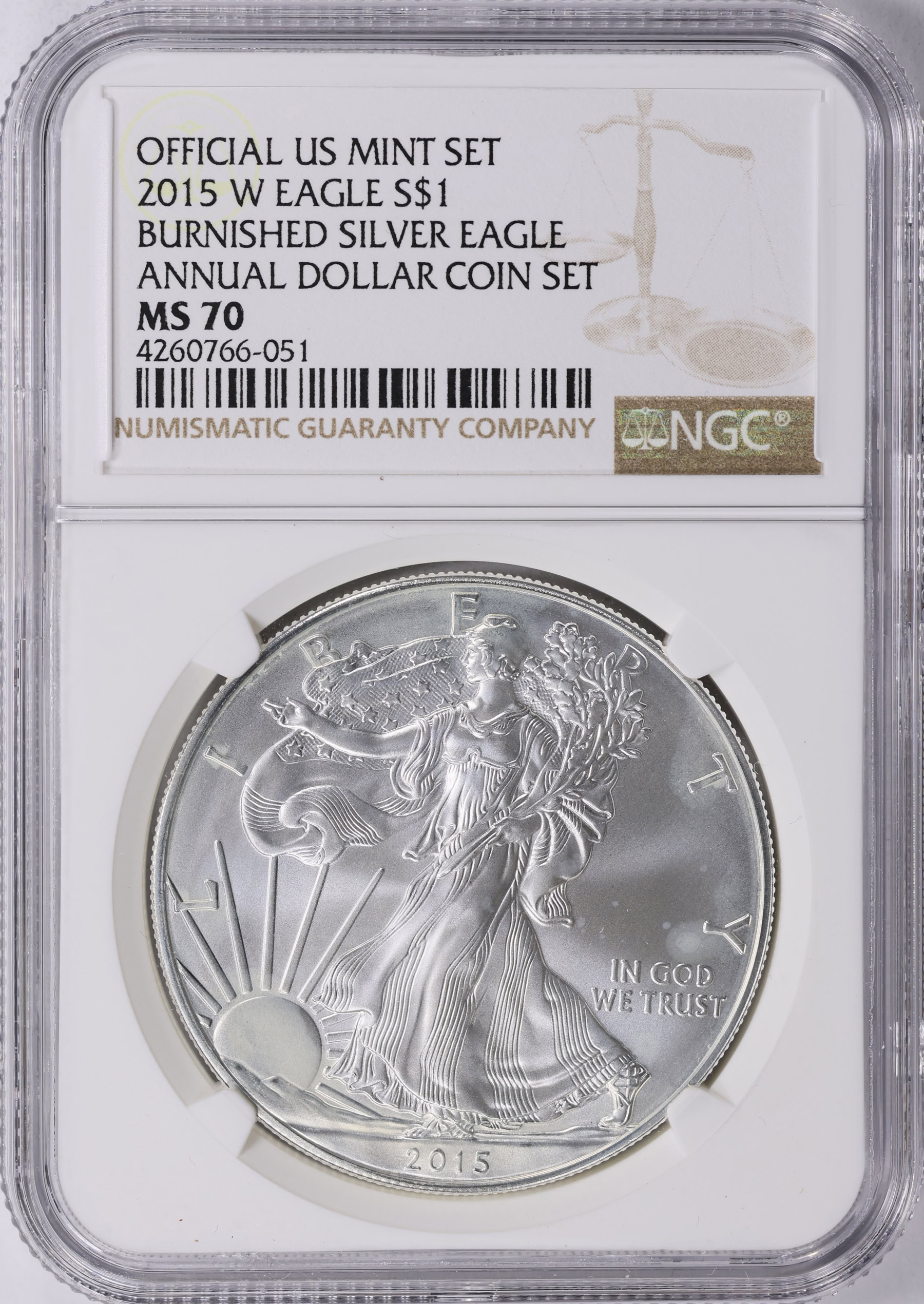 2015-W $1 Silver Eagle Burnished (From the Annual Dollar Coin Set) NGC ...