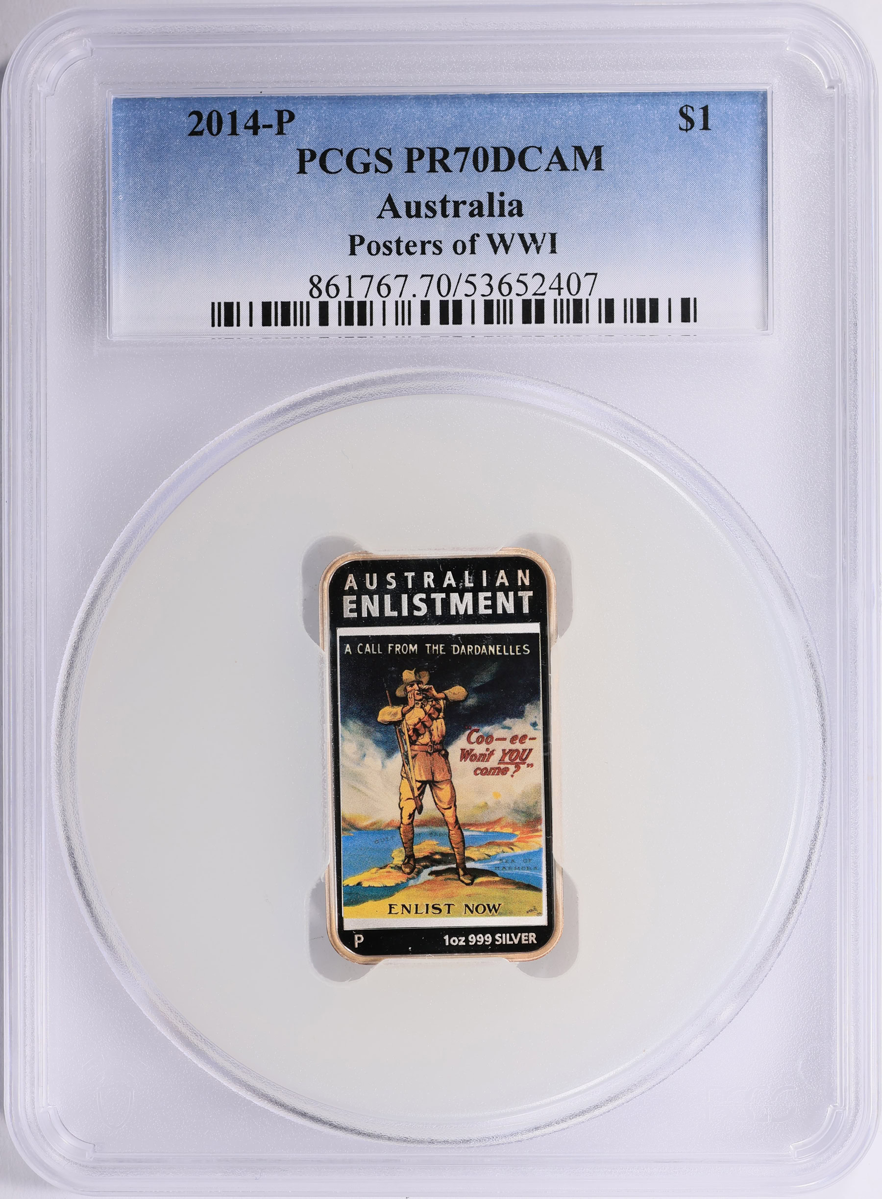 Australia 2014-P Colorized Silver Dollar Posters of WWI Enlistment KM ...