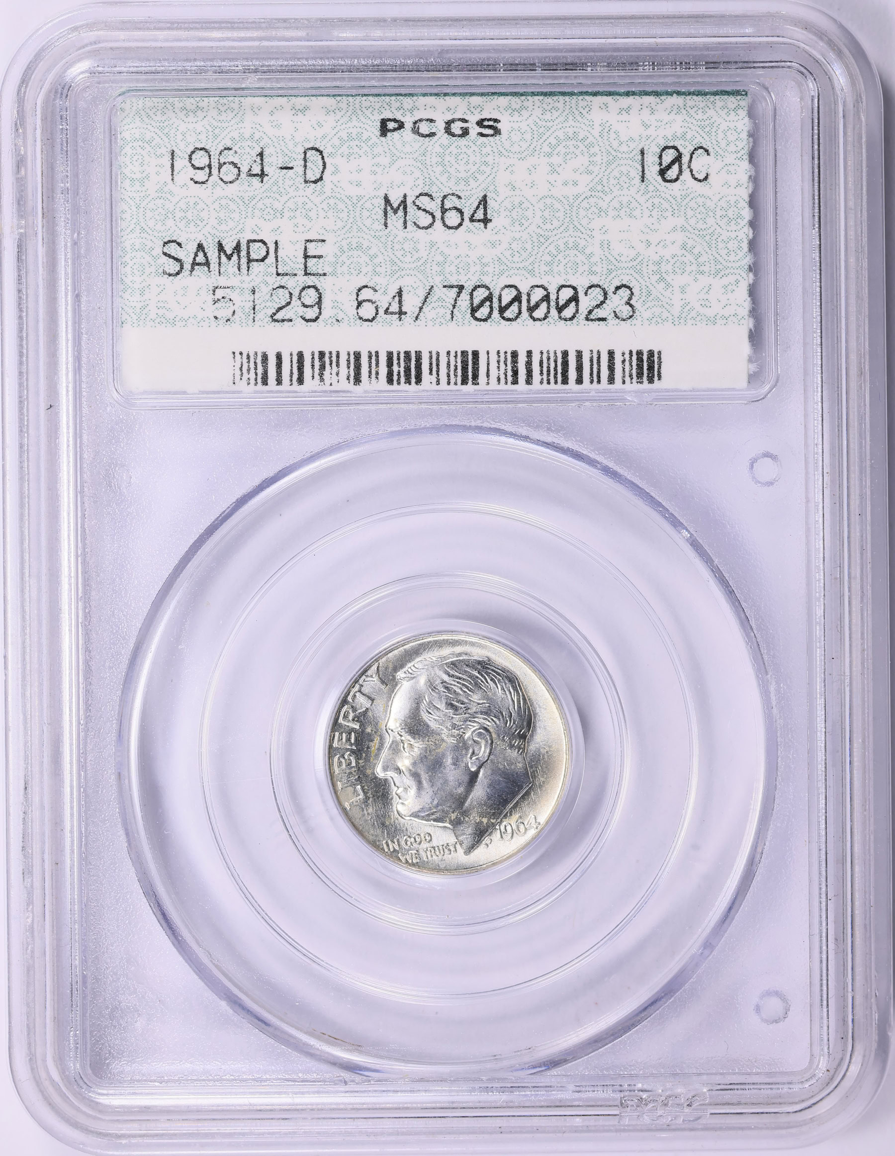 1964-D Roosevelt Dime PCGS MS-64 OGH (Doily) (Sample Slab) (Item ...