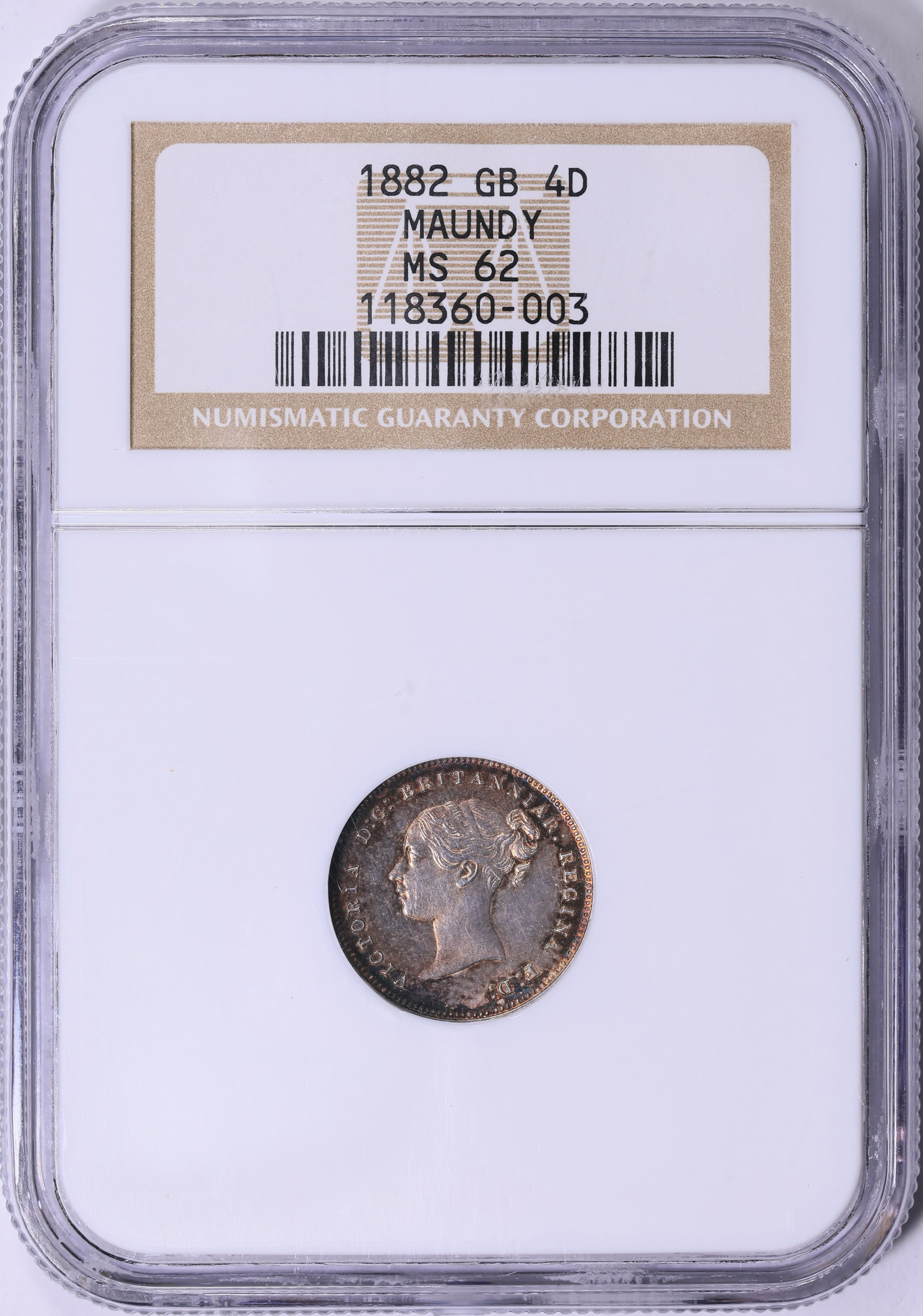 Great Britain 1882 Silver Maundy 4 Pence KM-732 NGC MS-62 (Toned) (Item ...