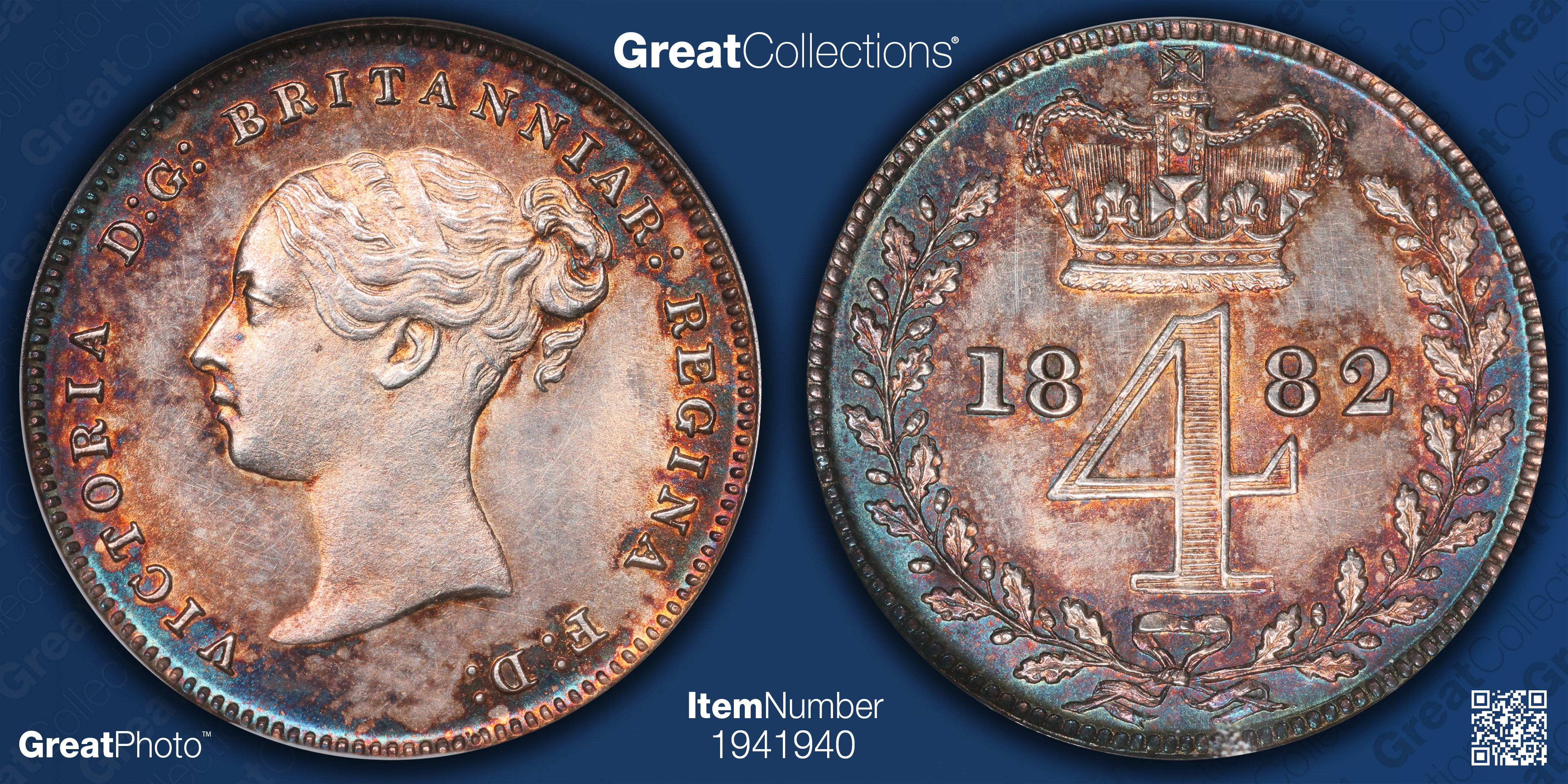Great Britain 1882 Silver Maundy 4 Pence KM-732 NGC MS-62 (Toned) (Item ...