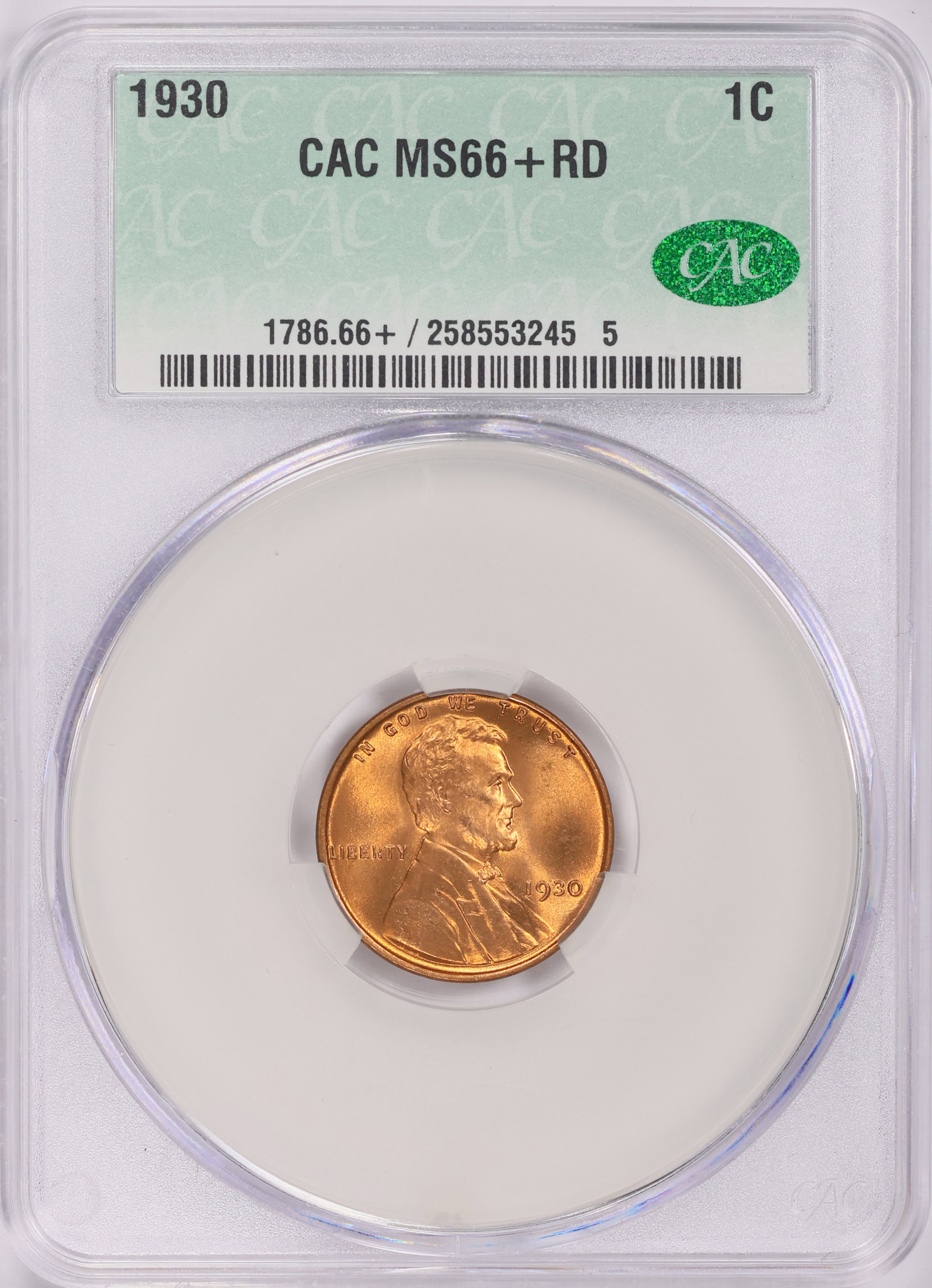 1930 Lincoln Cent CACG MS-66+ RD (Item 1942217) | GreatCollections Coin ...