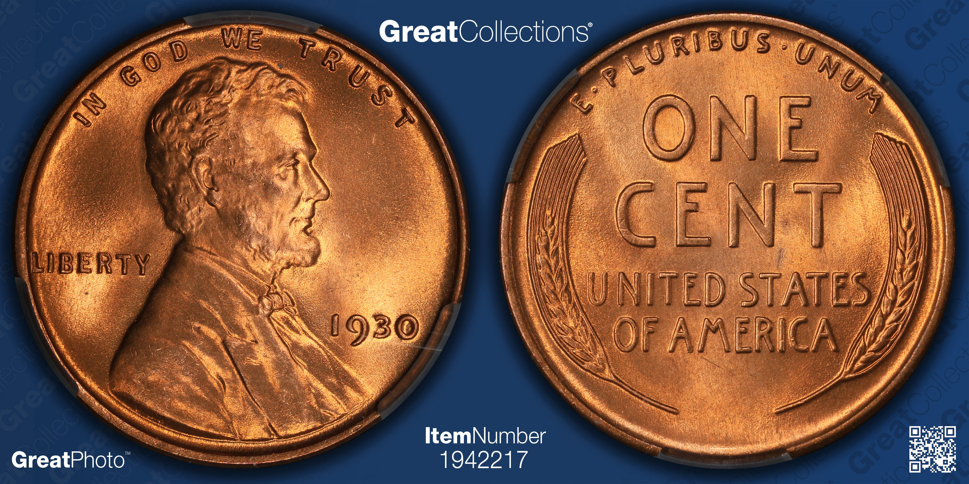 1930 Lincoln Cent CACG MS-66+ RD (Item 1942217) | GreatCollections Coin ...