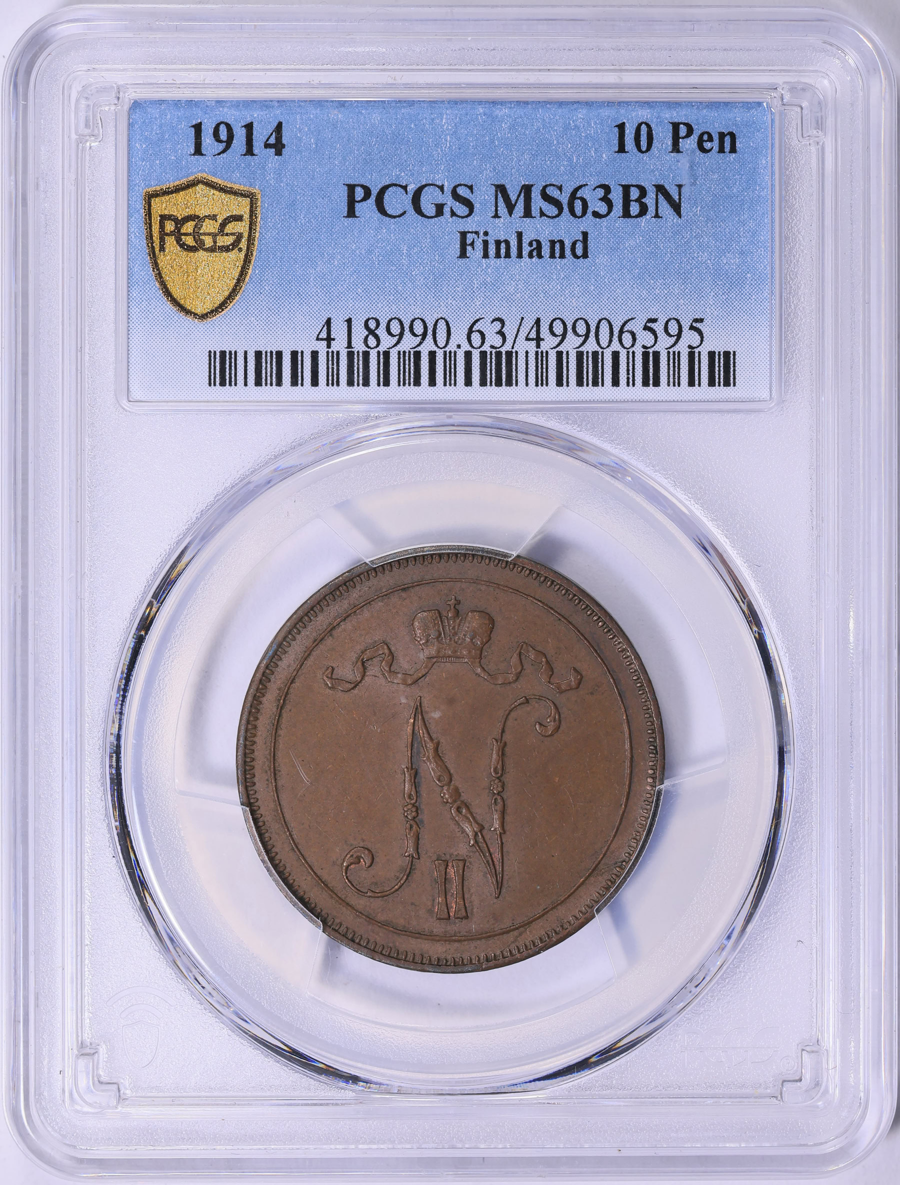 Finland 1914 10 Pennia PCGS MS-63 BN (Item 1942226) | GreatCollections ...