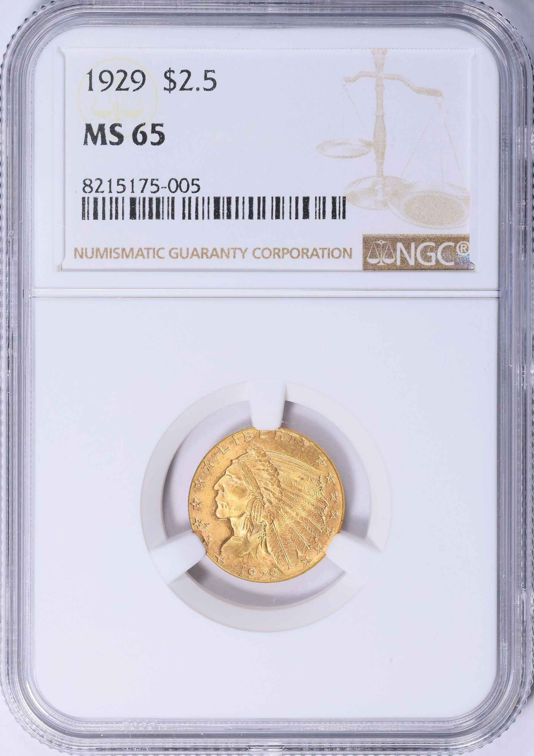 1929 Indian Gold Quarter Eagle NGC MS-65 (Item 1942836 ...