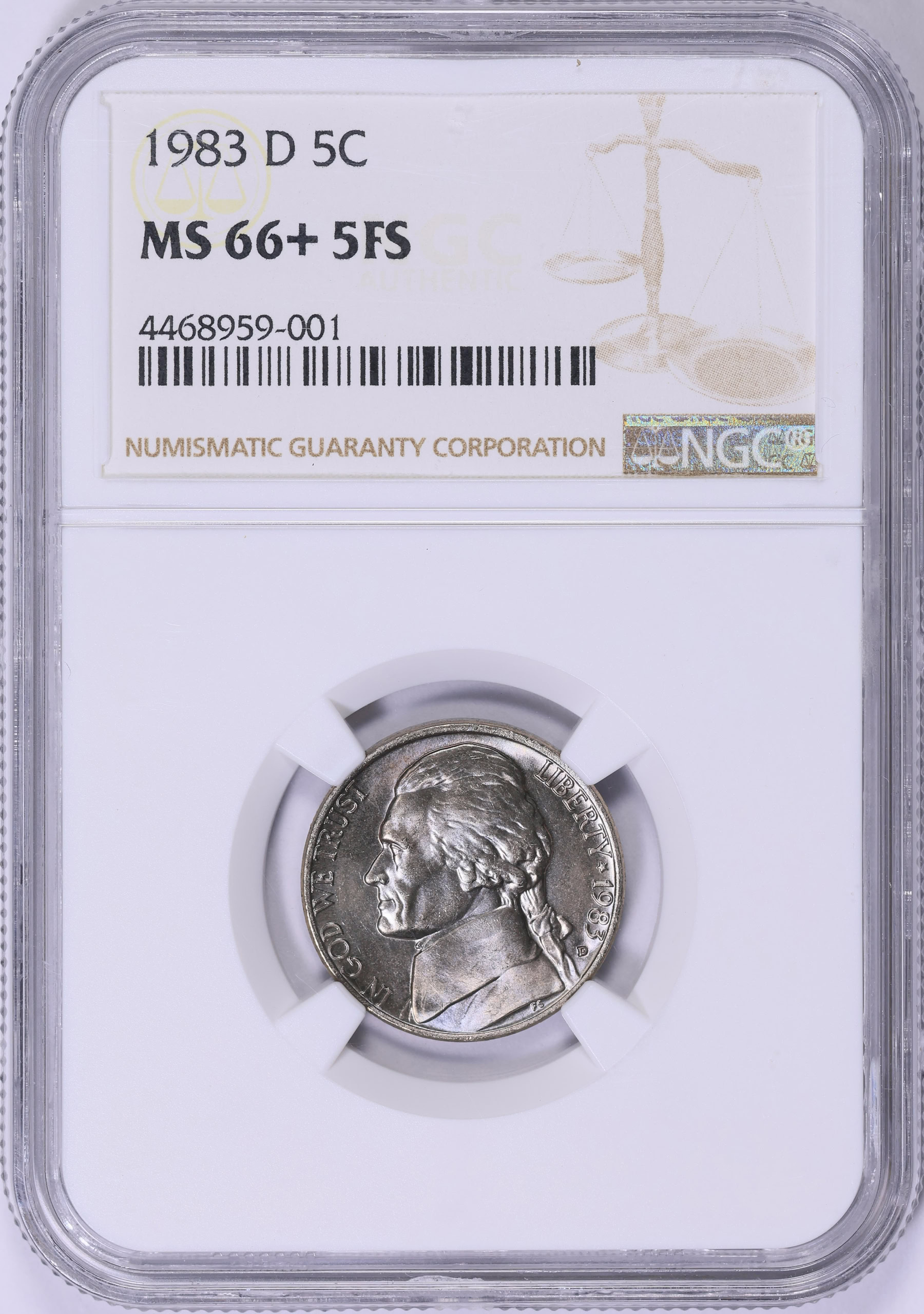 1983-D Jefferson Nickel NGC MS-66+ 5FS (Item 1942922 ...