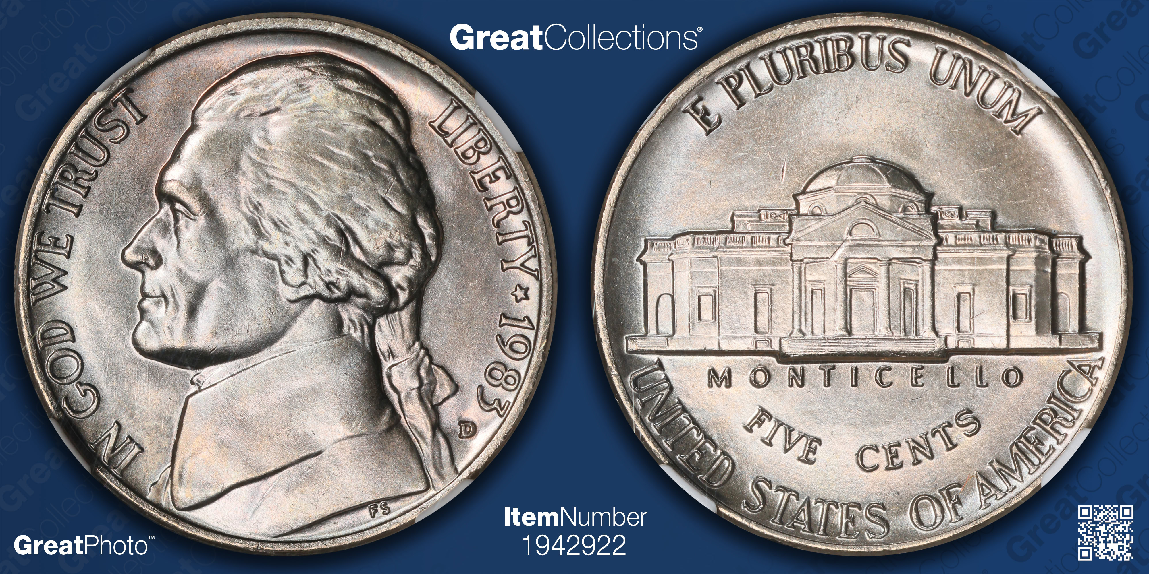 1983-D Jefferson Nickel NGC MS-66+ 5FS (Item 1942922 ...