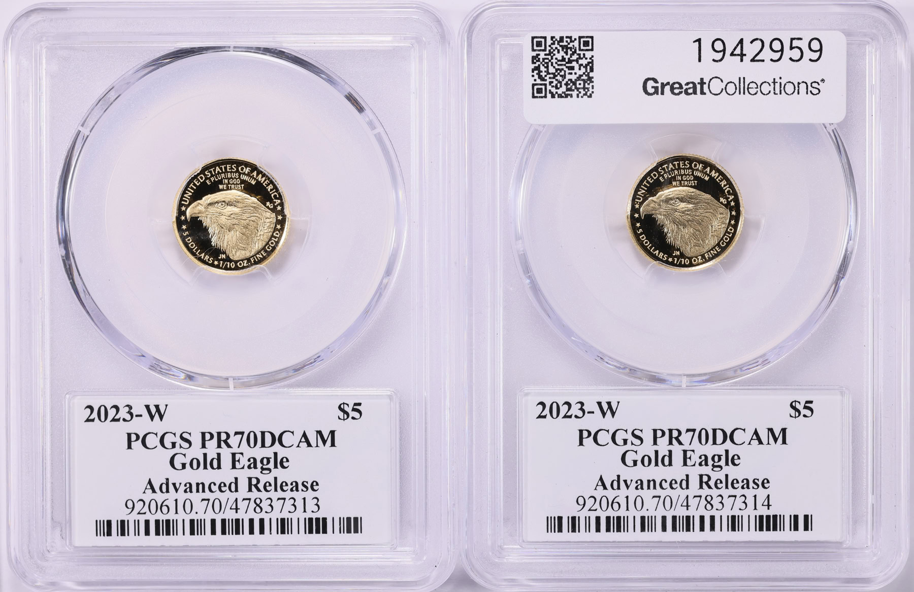 2023-W $5 Tenth-Ounce Gold American Eagle Advanced Release PCGS Proof ...