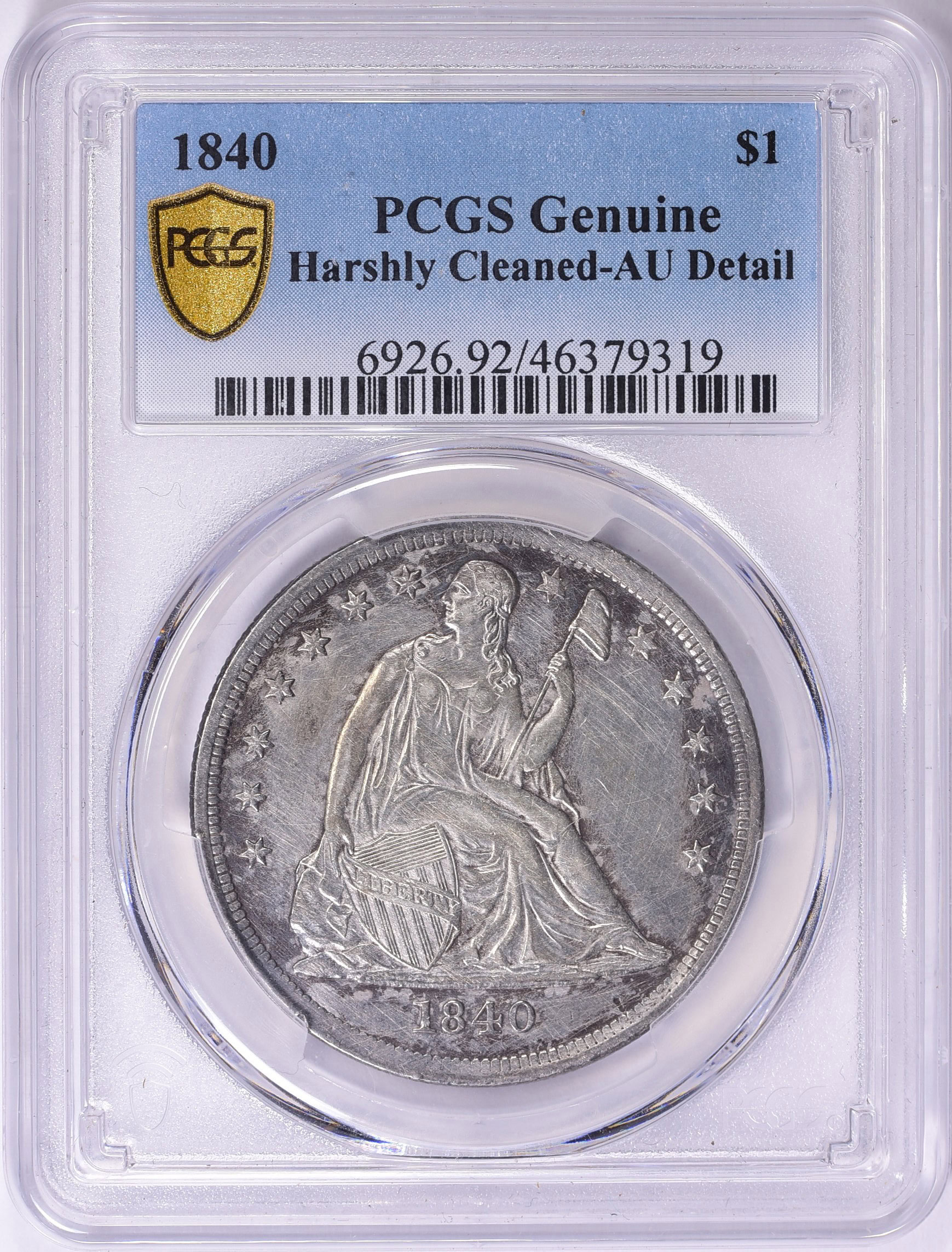 1840 Seated Liberty Silver Dollar PCGS Genuine AU Details (Item 1943053 ...