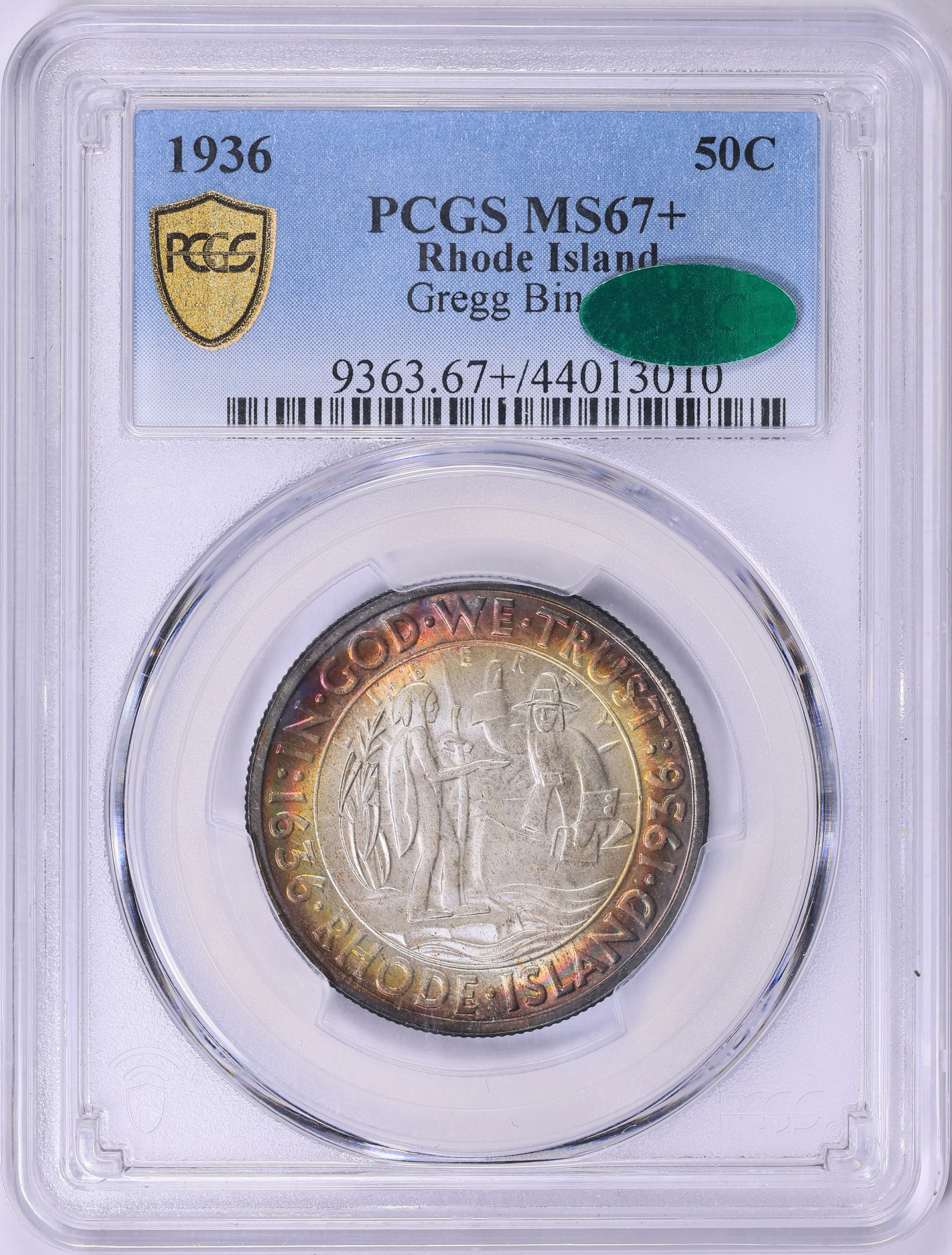 1936 Providence, Rhode Island Tercentenary Half Dollar PCGS MS-67+ (CAC ...