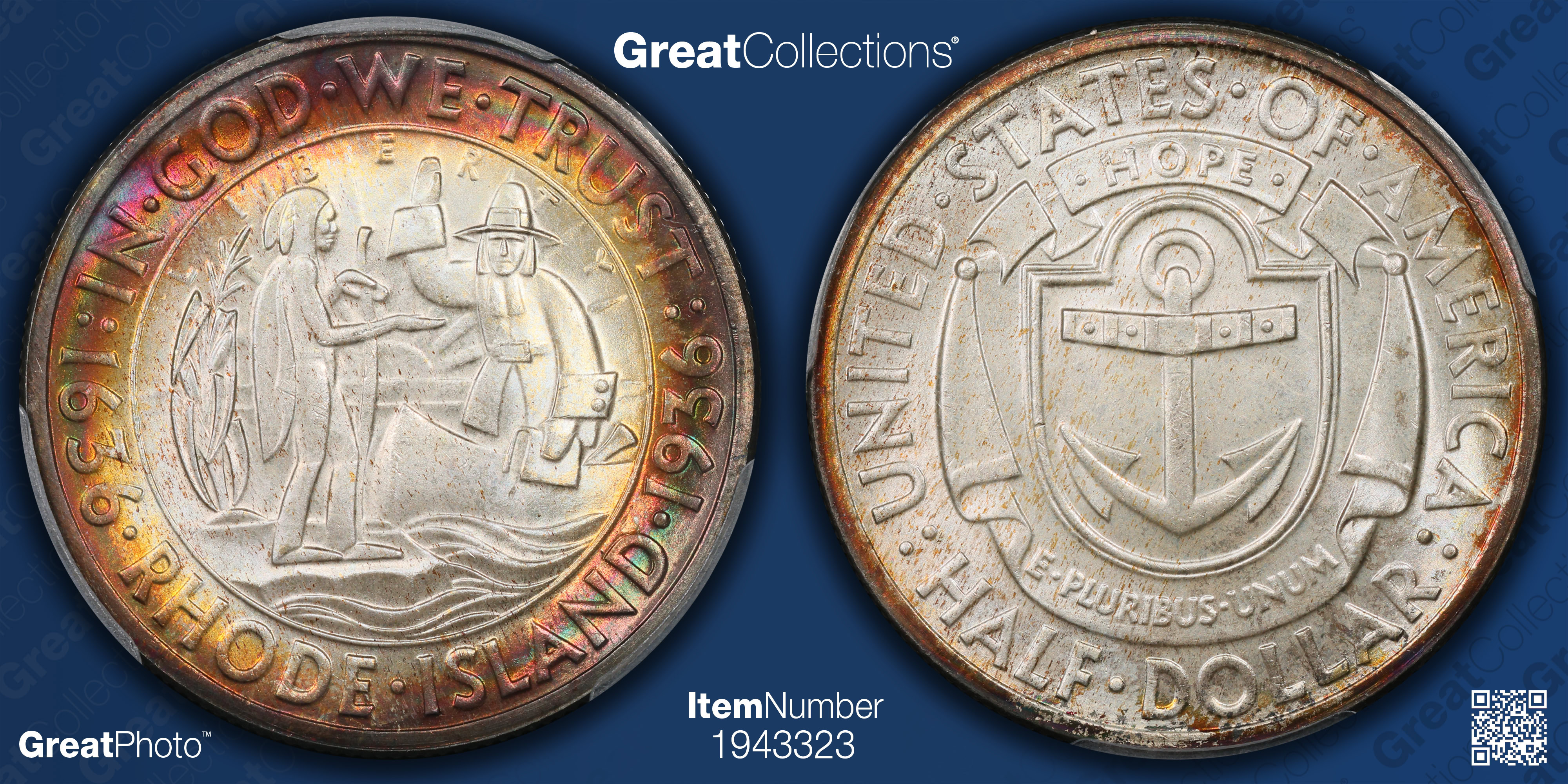 1936 Providence, Rhode Island Tercentenary Half Dollar PCGS MS-67+ (CAC ...