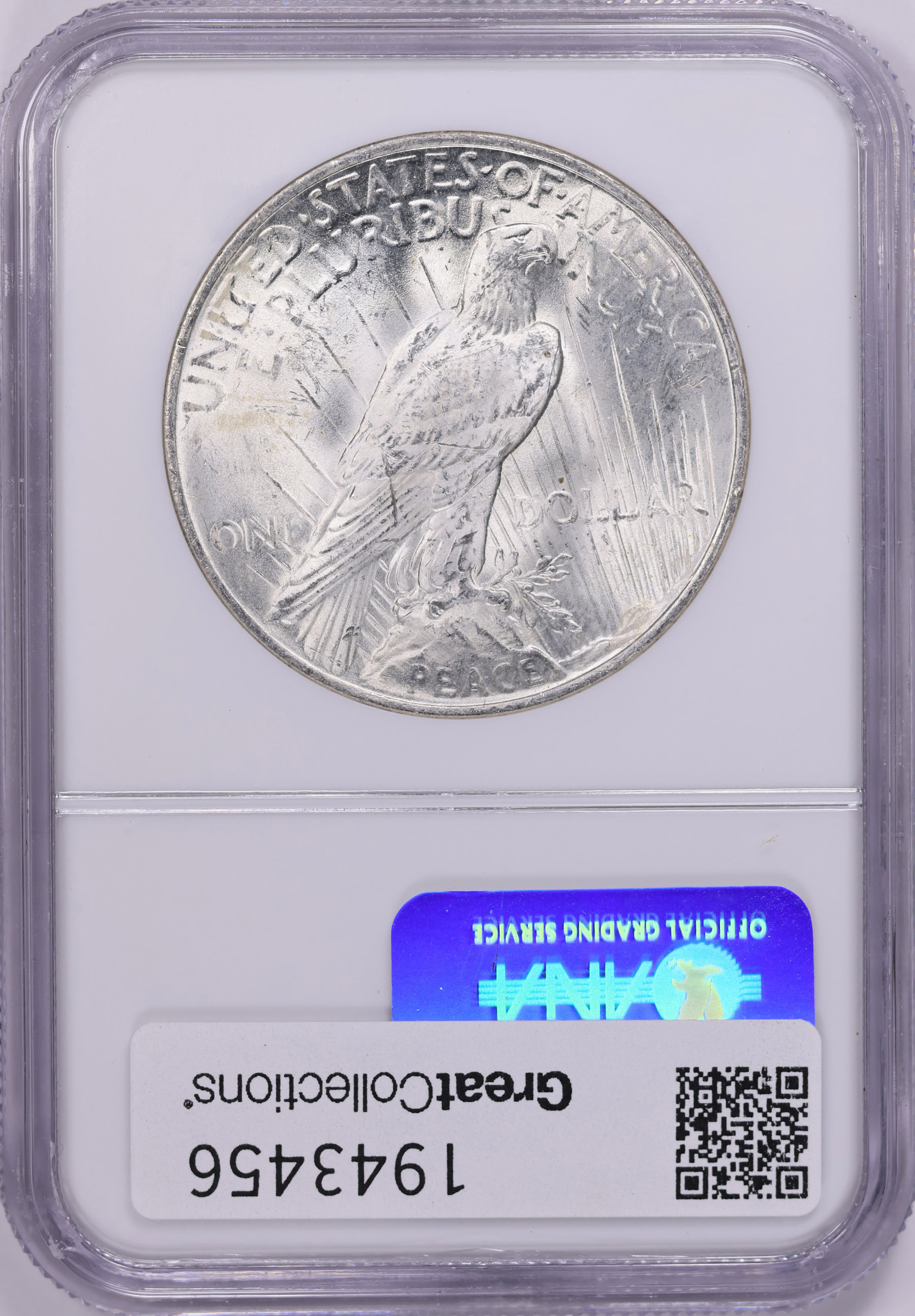 1922 Peace Silver Dollar NGC MS-64 (Binion Collection) (Item 1943456 ...